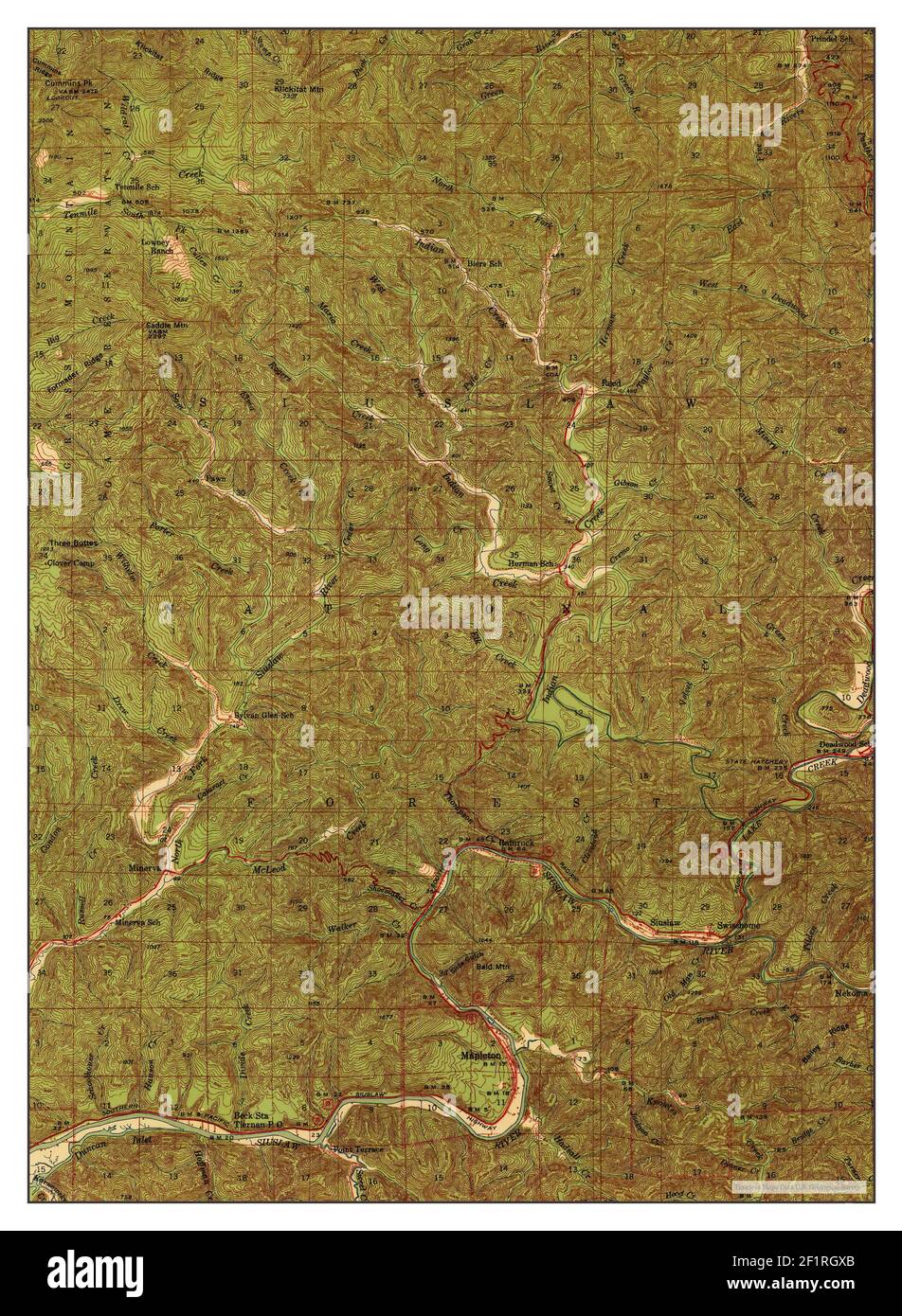 Mapleton, Oregon, map 1940, 1:62500, United States of America by ...