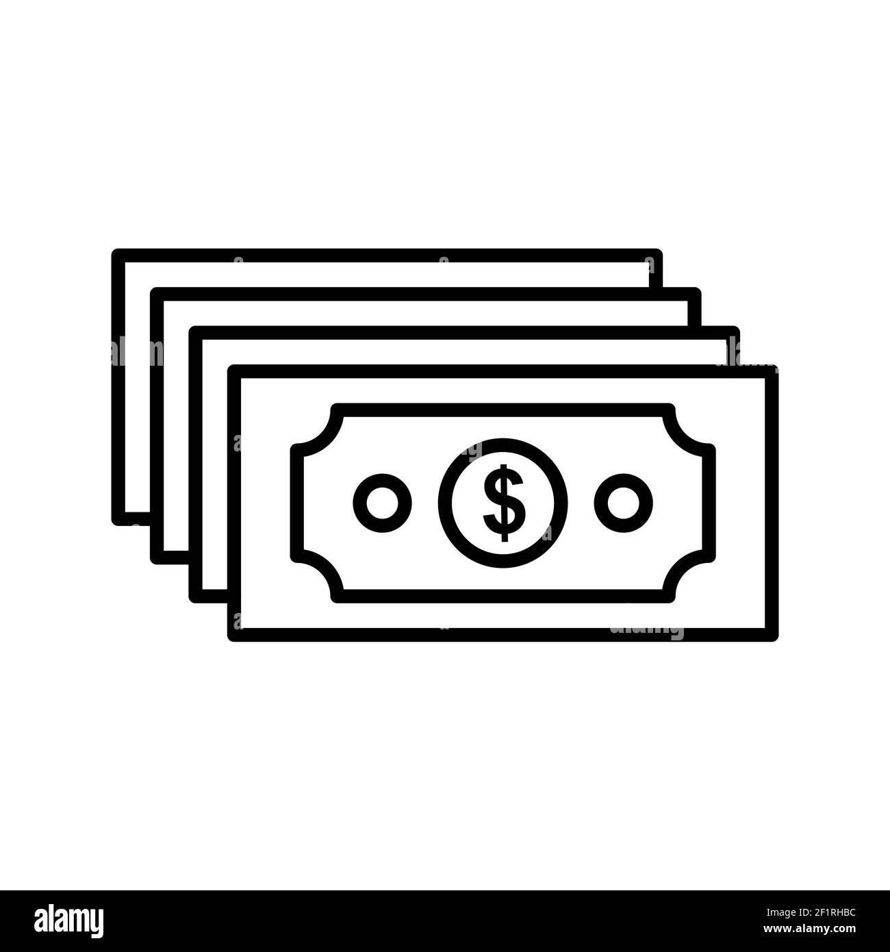 An illustration of money bills line vector icon on a white background ...
