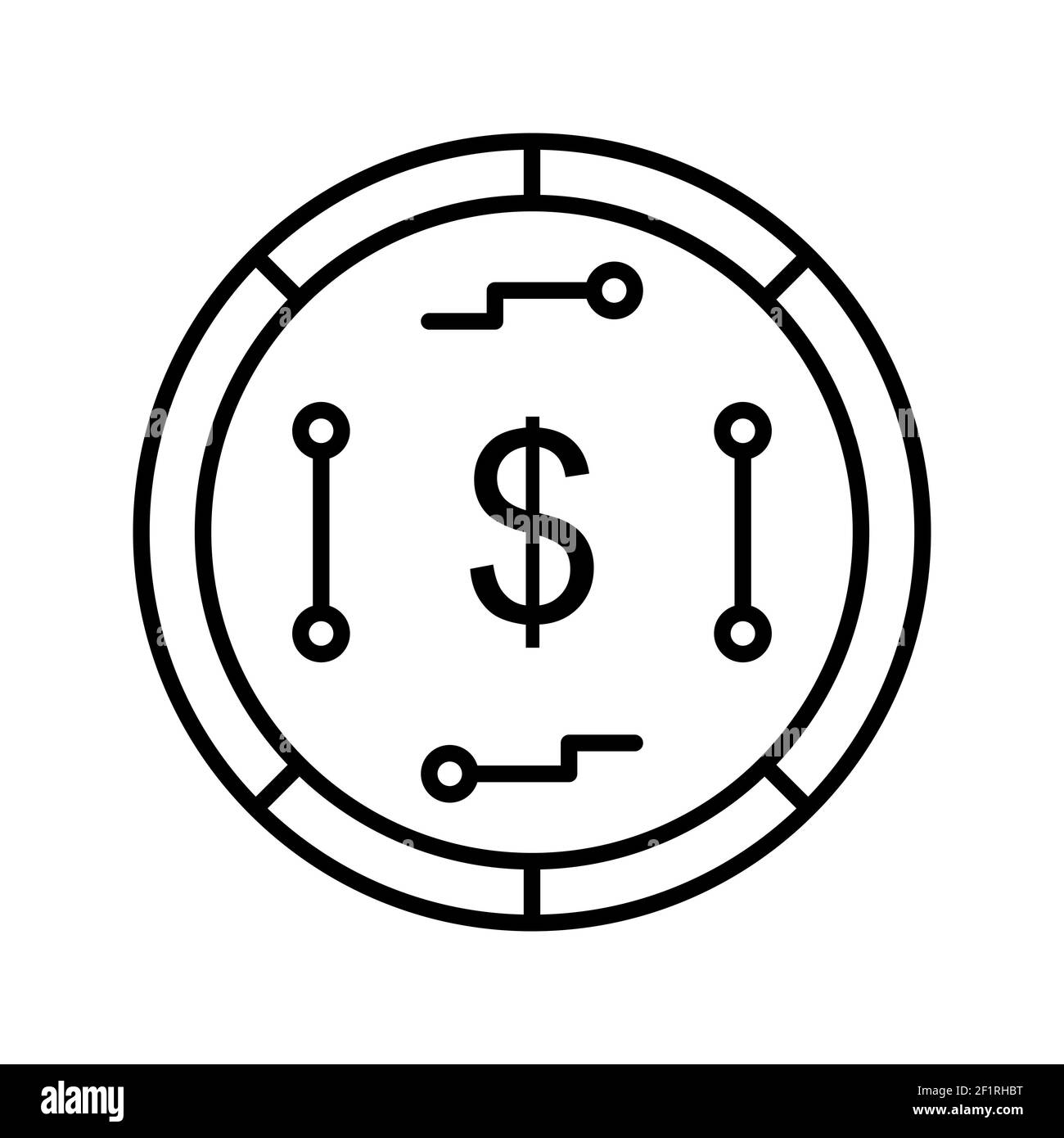 An illustration of a unique digital currency line vector icon on a ...