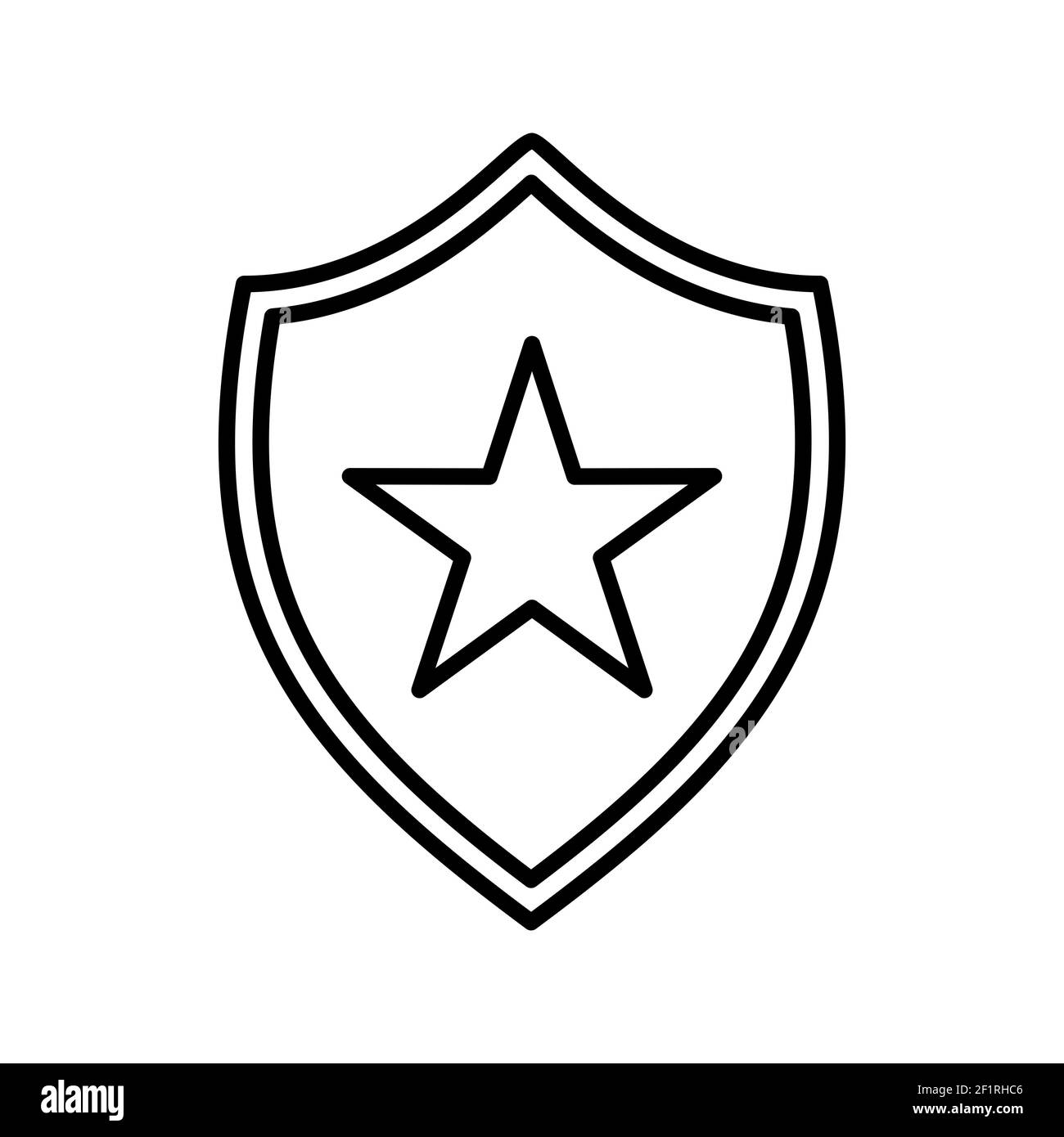 An illustration of a unique shield line vector icon on a white ...