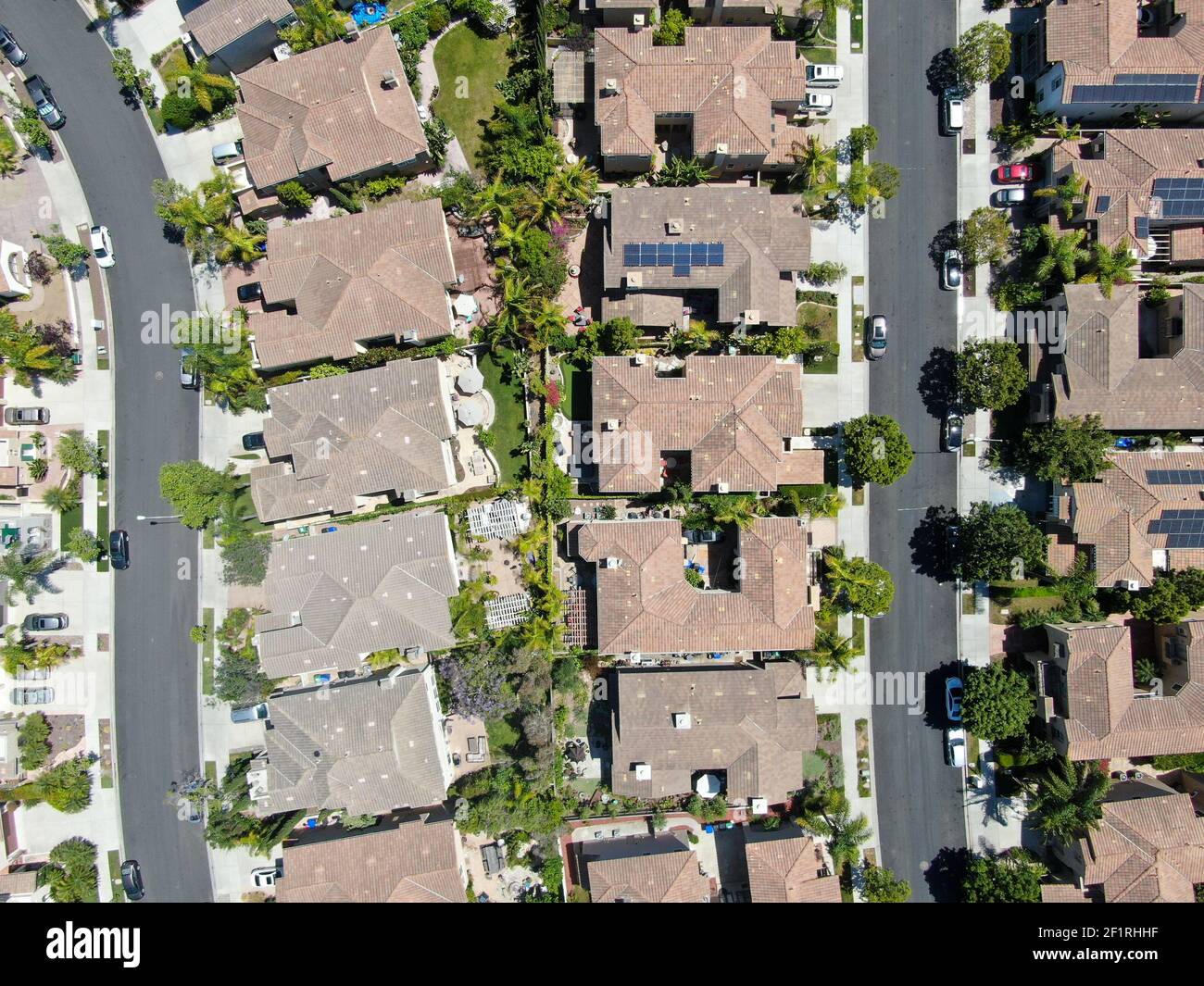 Upper Middle Class Aerial View Of Upper Middle Class Neighborhood With