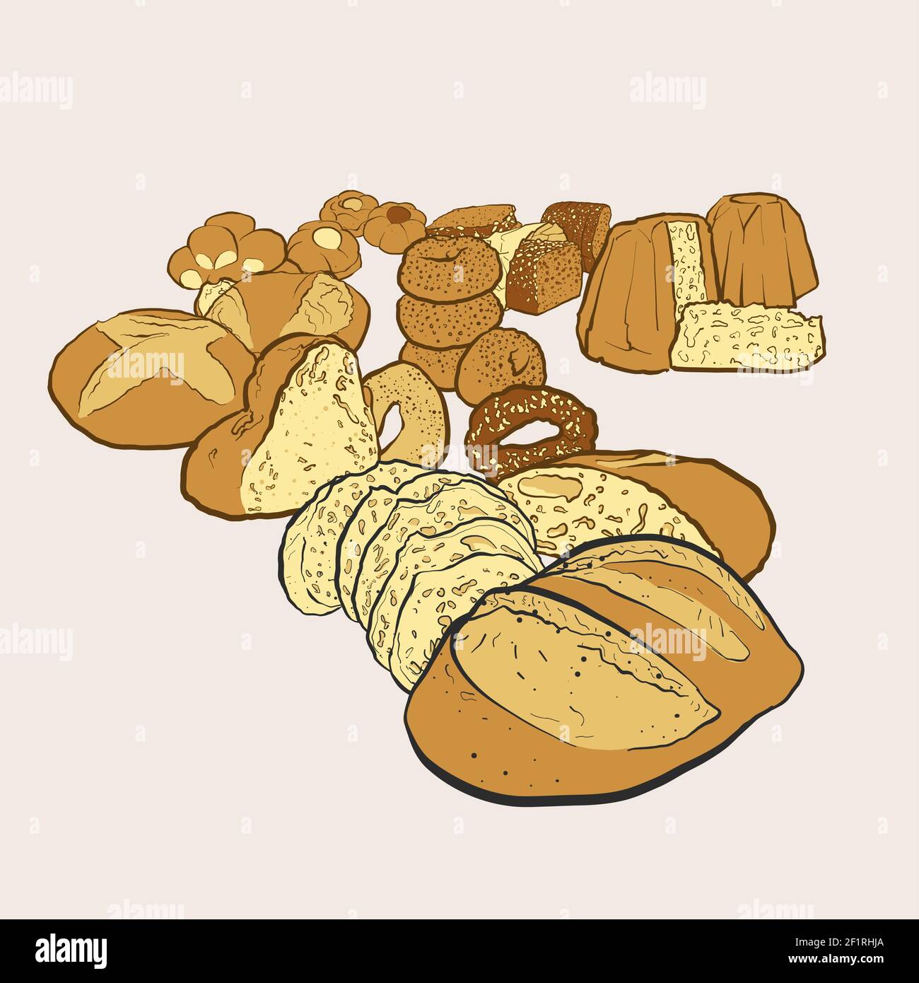 Hand drawn baked goods single for wall art and shirts prints Stock ...