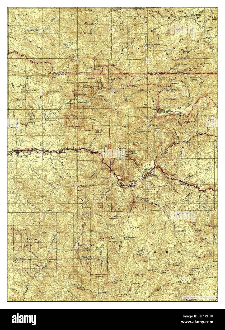 Map of mill city oregon hi-res stock photography and images - Alamy