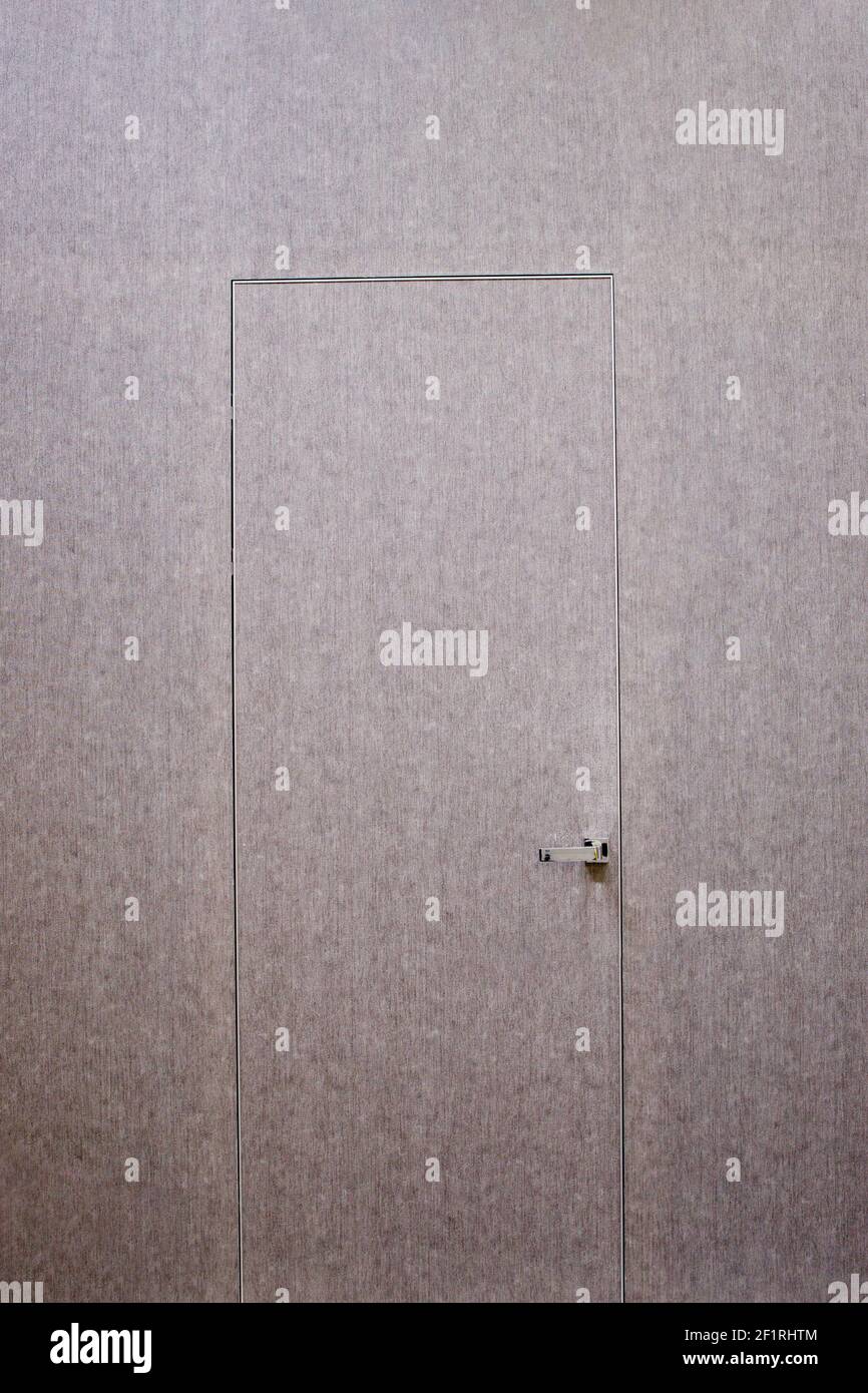 An invisible door. The door structure is without platbands with a ...