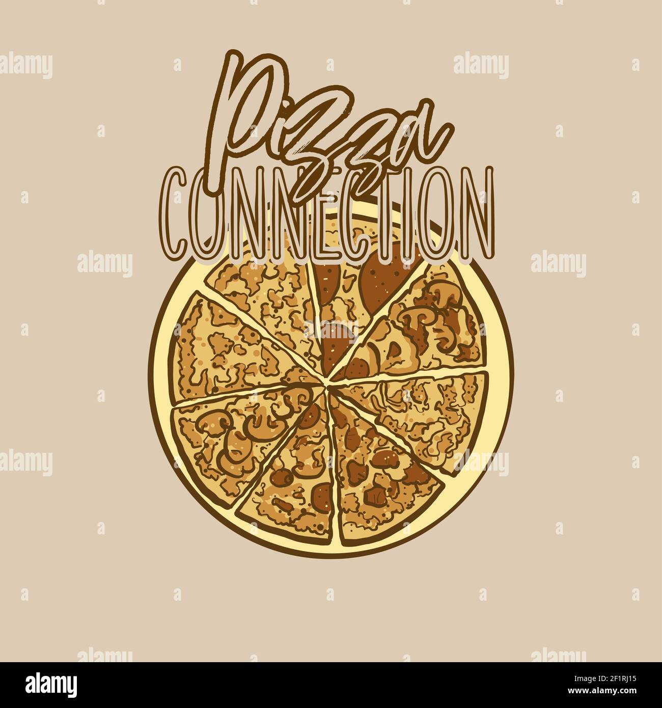Hand drawn Pizza connection logo for wall art and shirts prints Stock ...