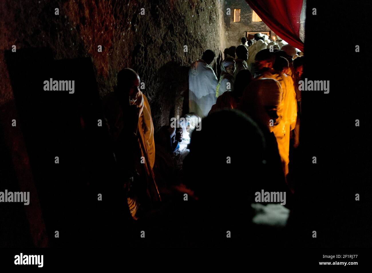 Pilgrims inside the tunnel entrance at St. Emmanuel Church waiting to ...