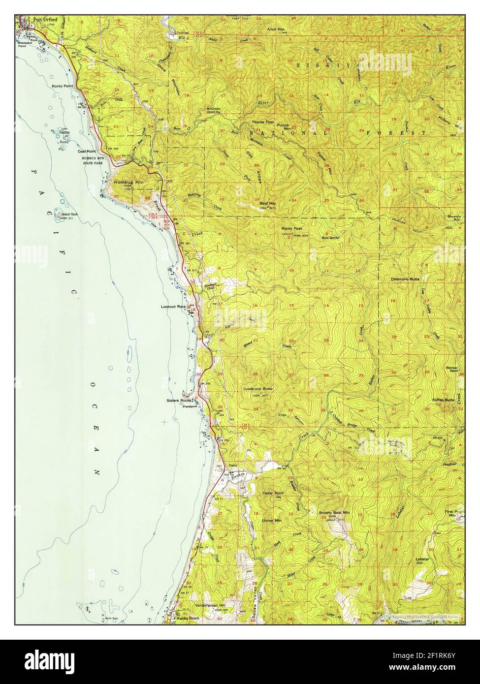 Map of port orford oregon Cut Out Stock Images & Pictures - Alamy