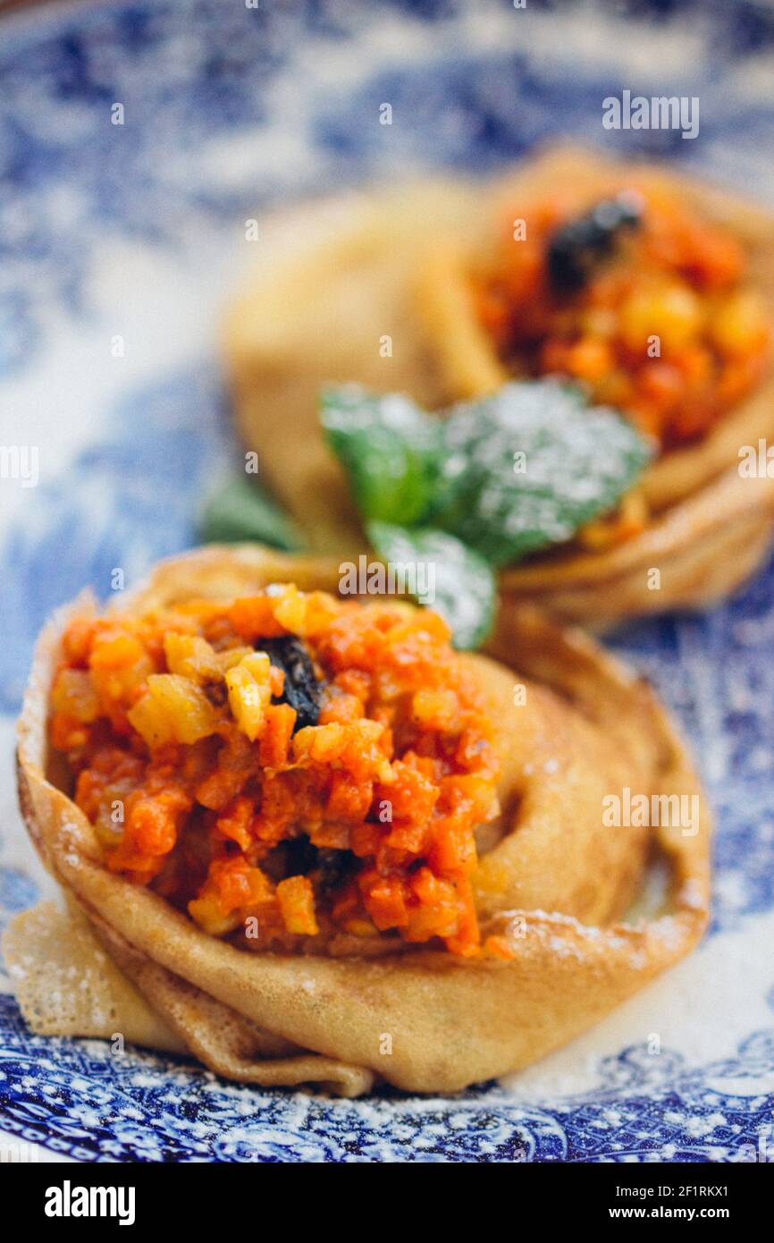 A blini or, sometimes, blin, is a Russian and Ukrainian pancake ...