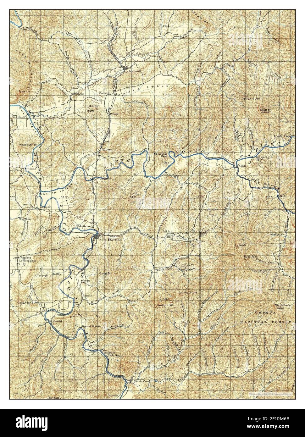 Roseburg, Oregon, map 1900, 1:125000, United States of America by ...