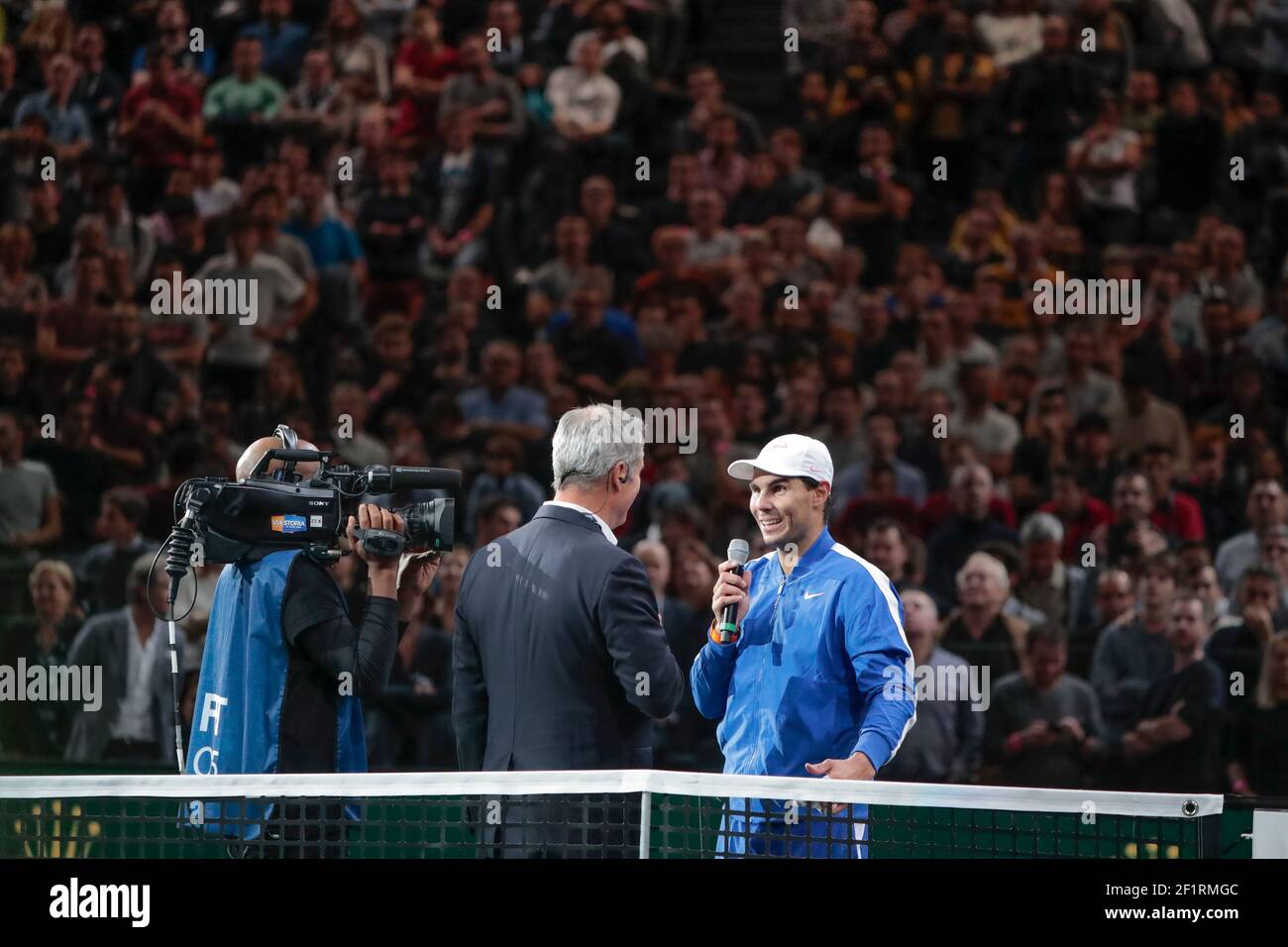 Rafael Nadal (ESP) won the game, interview with Marc Maury during the ...