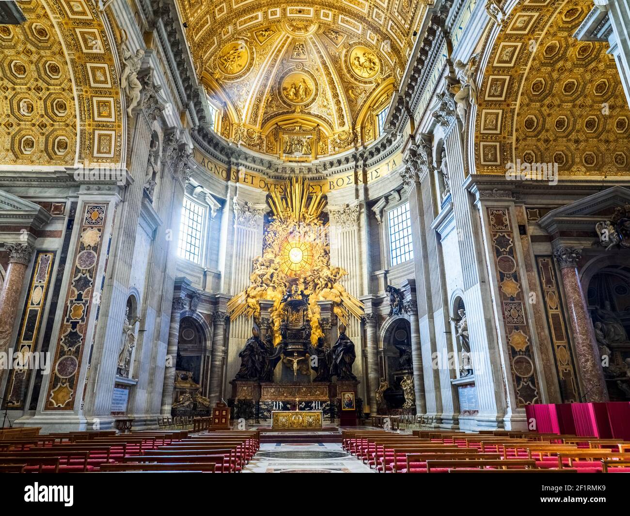 The chancel and altar in St Peter's Basilica - Vatican State in Rome ...