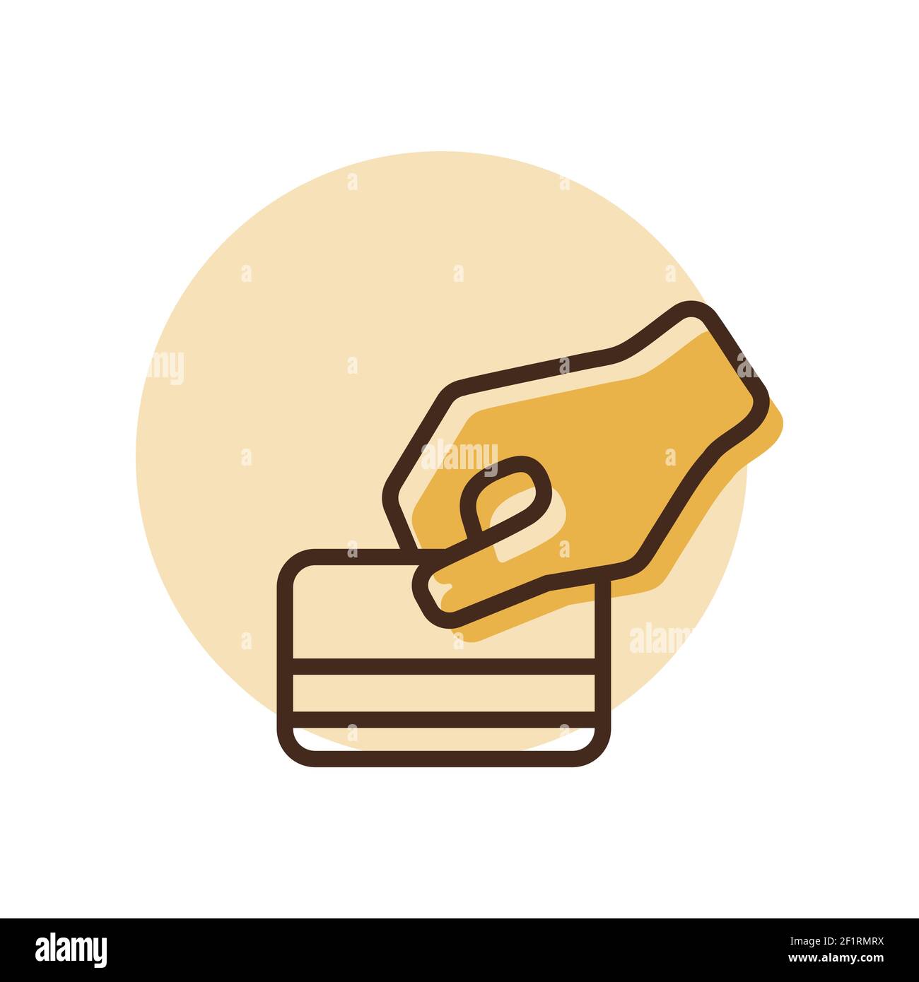 Hand swipe credit card during purchase outline icon. Business sign ...