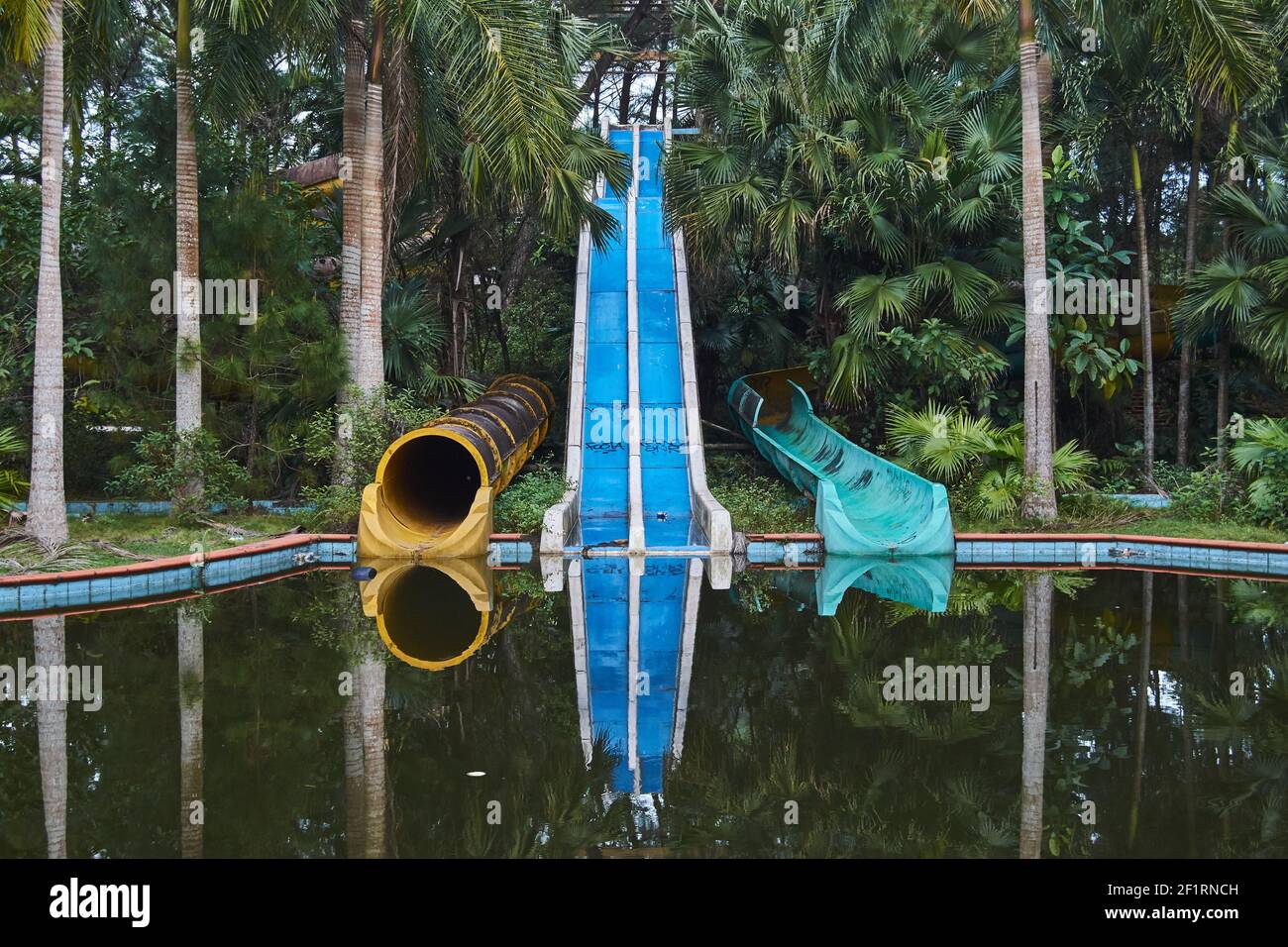 Old rusty water park slides hi-res stock photography and images - Alamy