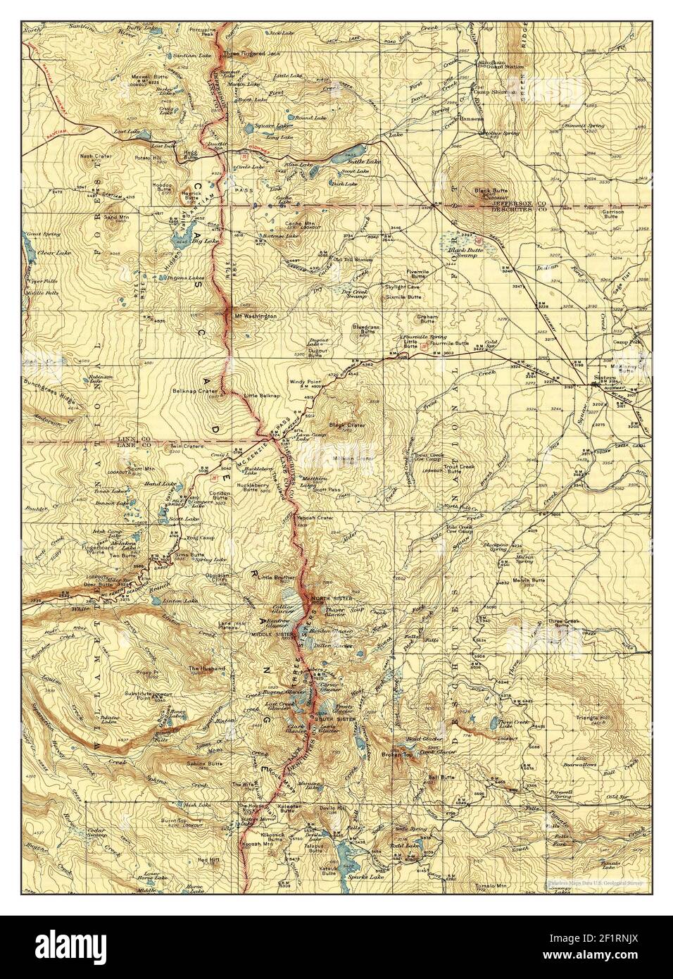 Three Sisters, Oregon, map 1932, 1:125000, United States of America by ...