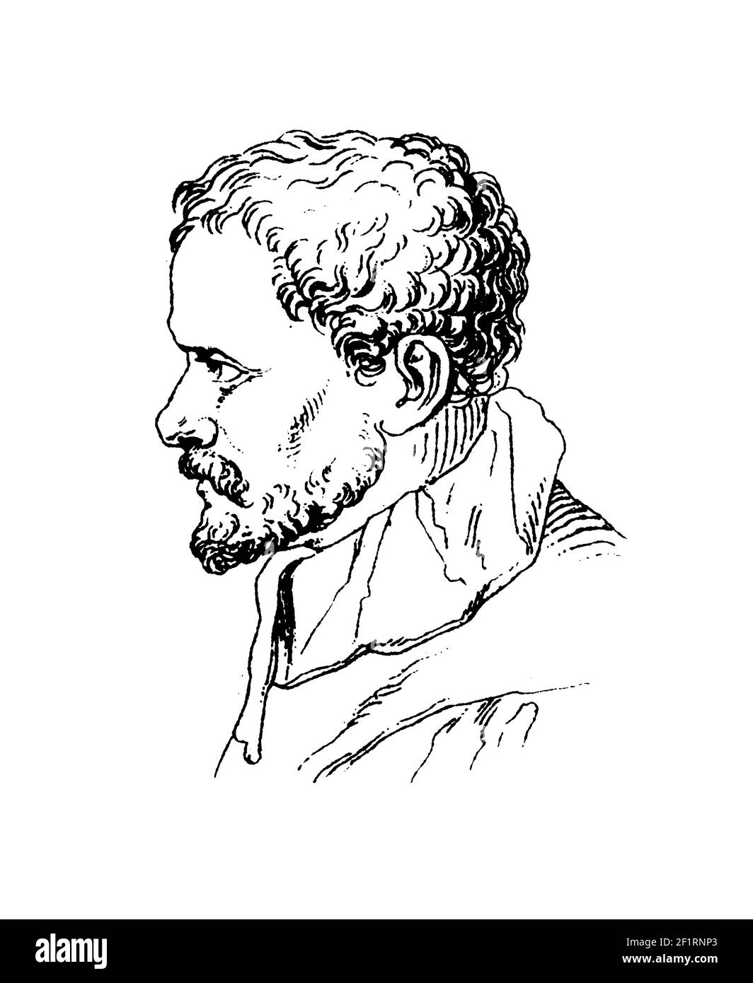 Antique illustration of a portrait of Annibale Carracci, Italian ...