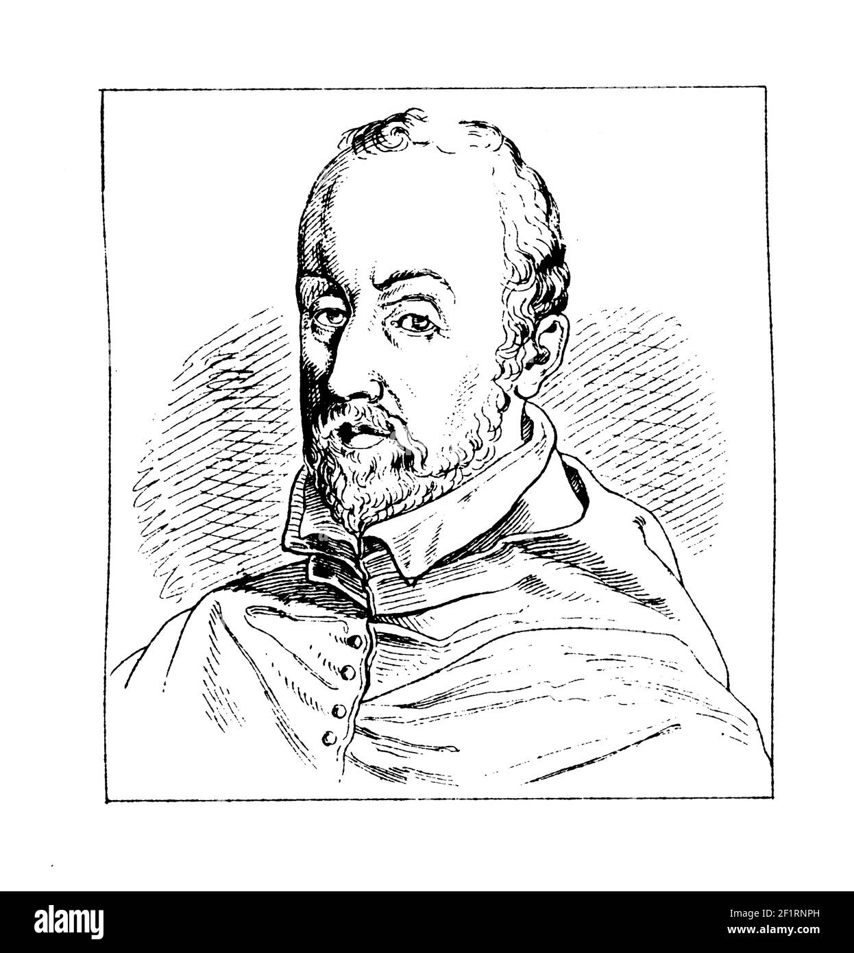 Antique illustration of a portrait of Antoine Perrenot de Granvelle ...