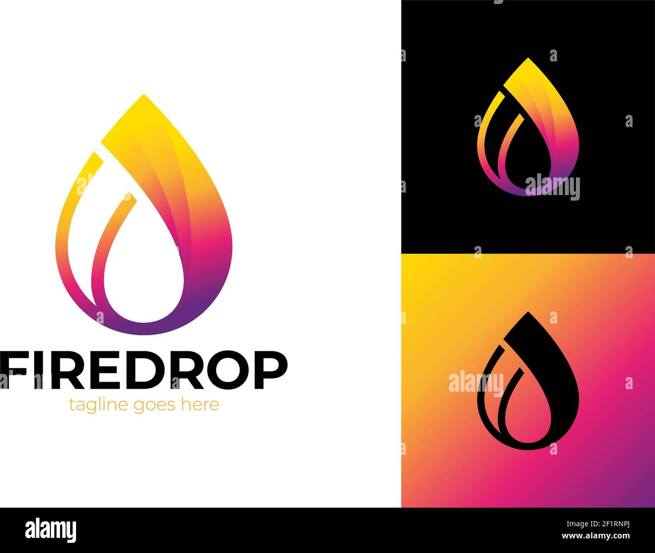 Vector business emblem Drop water flame icon. Flame and drop liquid ...