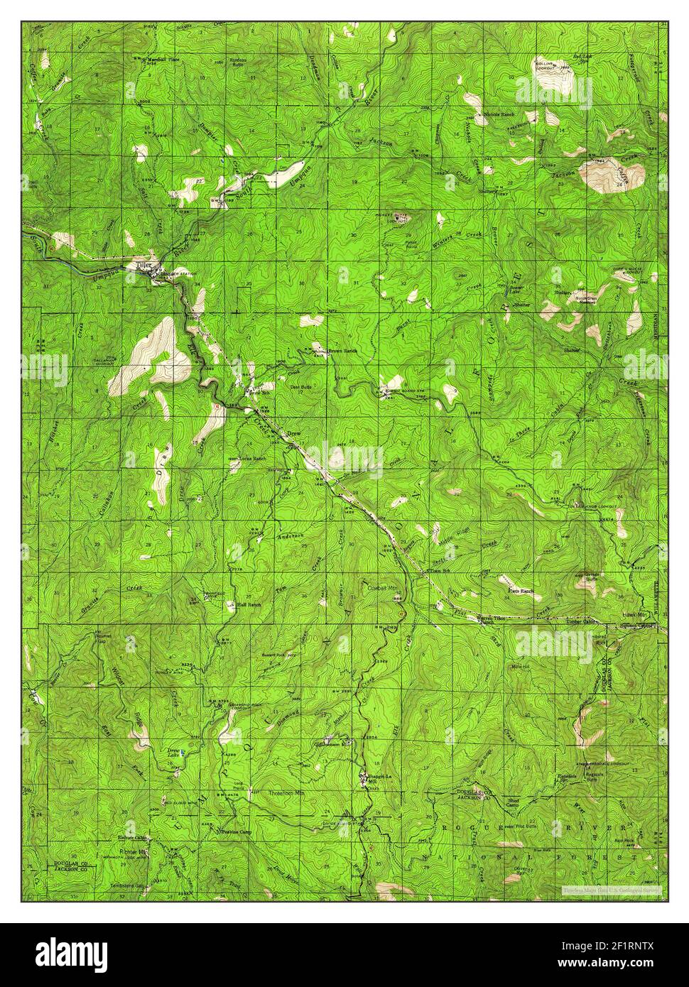 Tiller, Oregon, map 1944, 1:62500, United States of America by Timeless ...