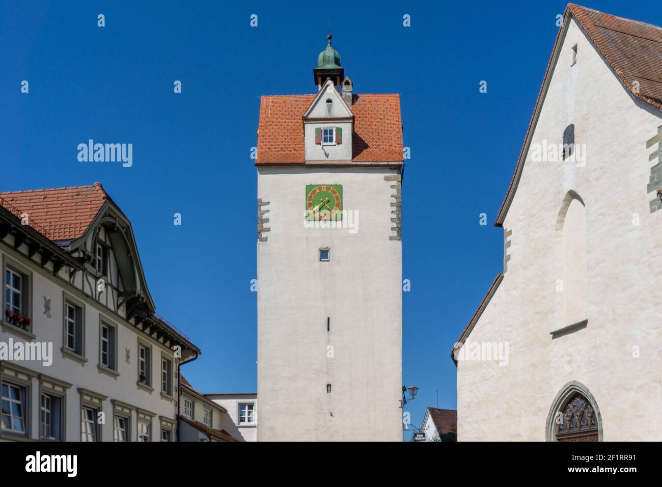 View of the historic old town buildings in Isny in southern Germany ...