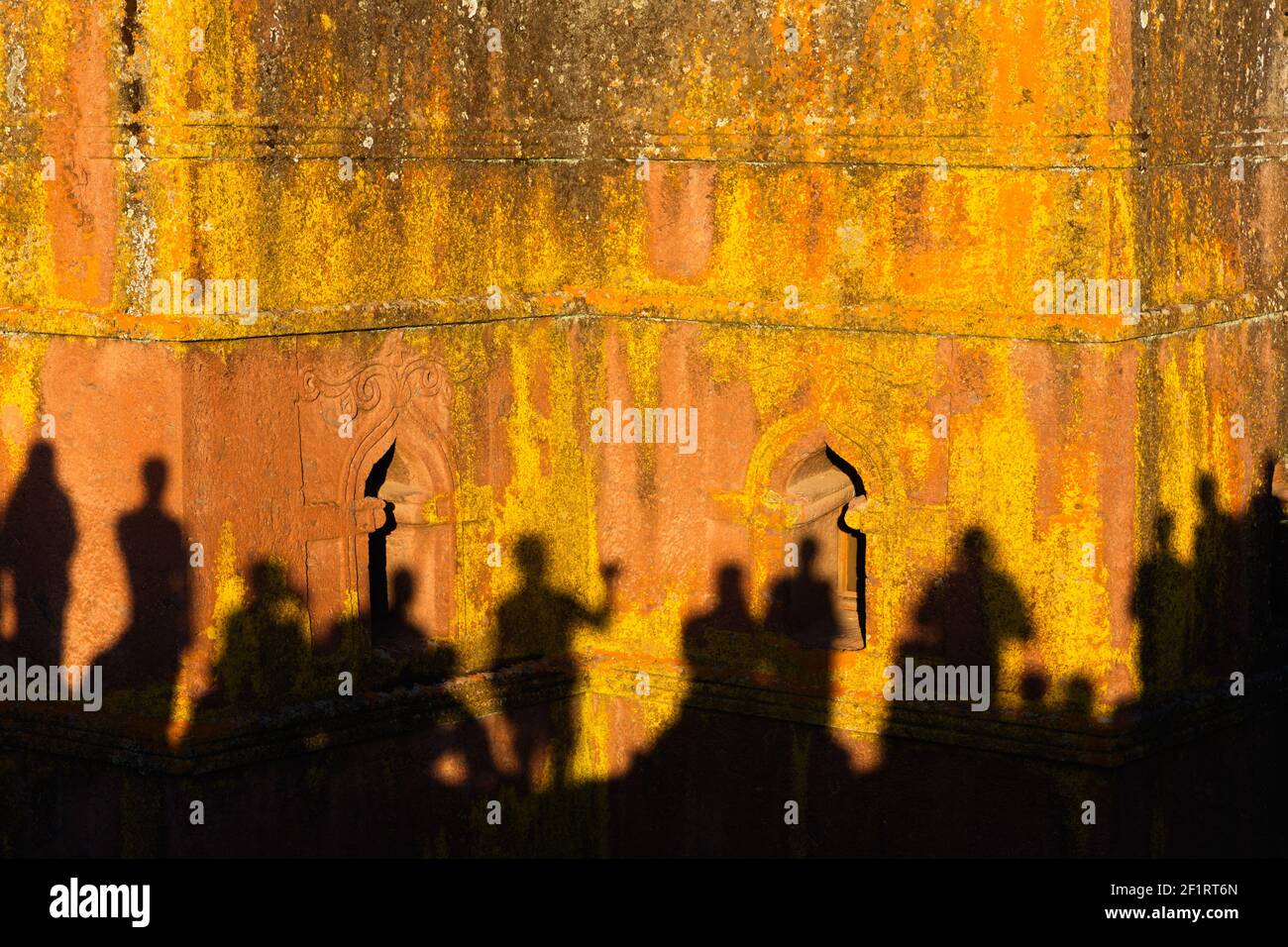 The shadows of Pilgrims at The Church of Saint George during Gena or ...