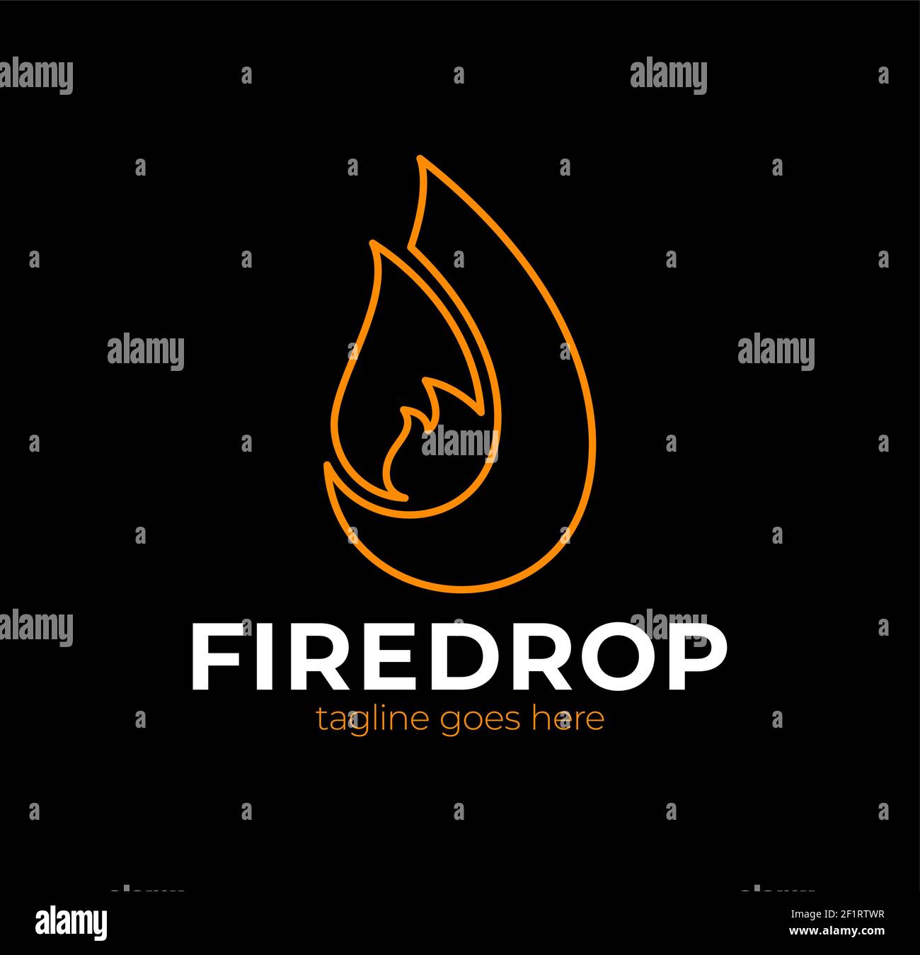 Vector business emblem Drop water flame icon. Flame and drop liquid ...