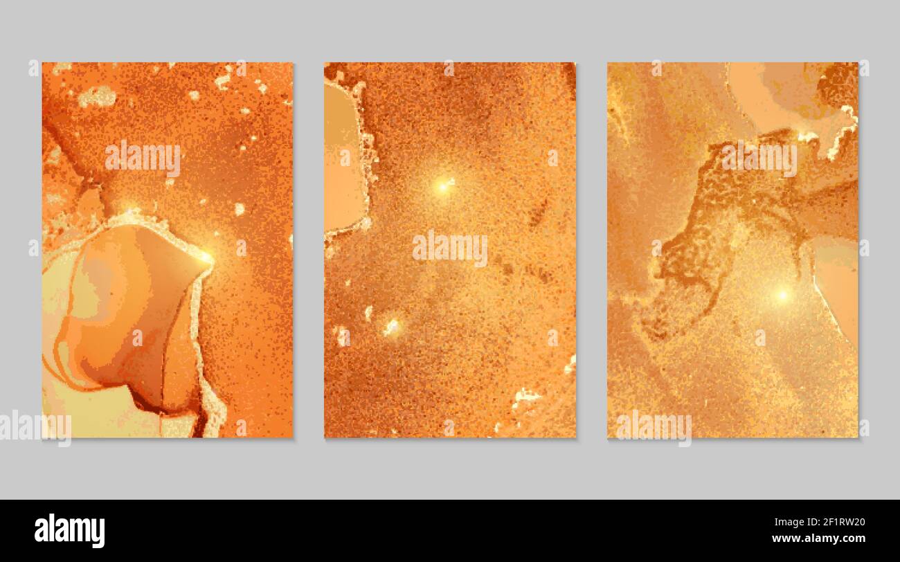 Amber and gold pattern with texture of geode and sparkles. Abstract ...