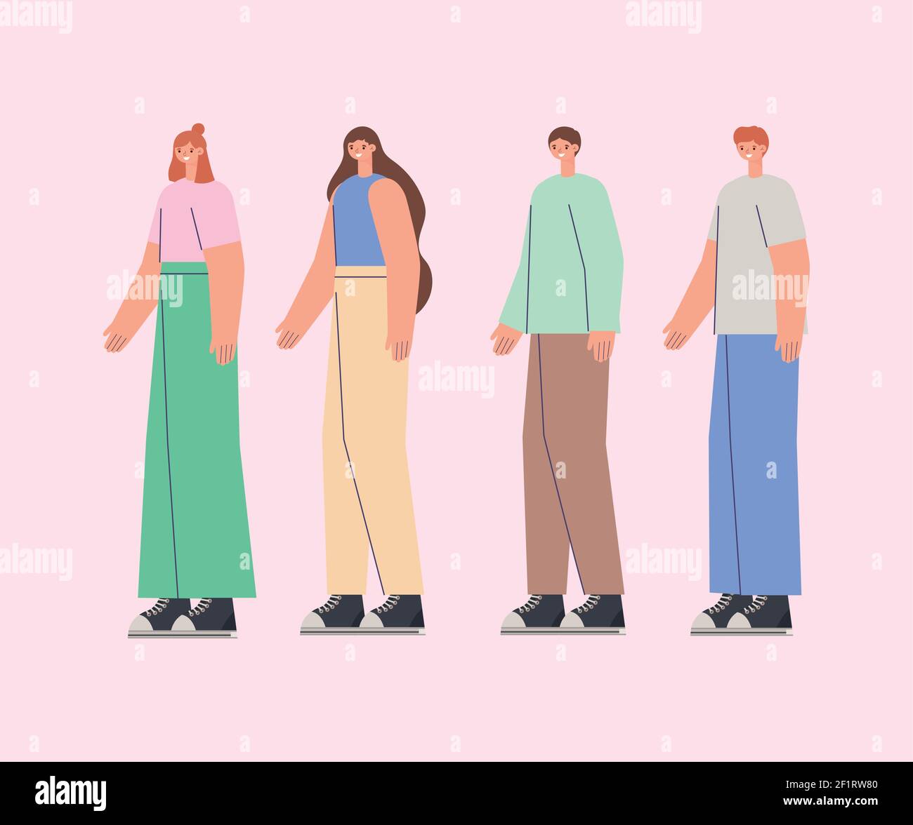 group of people over a pink background Stock Vector Image & Art - Alamy