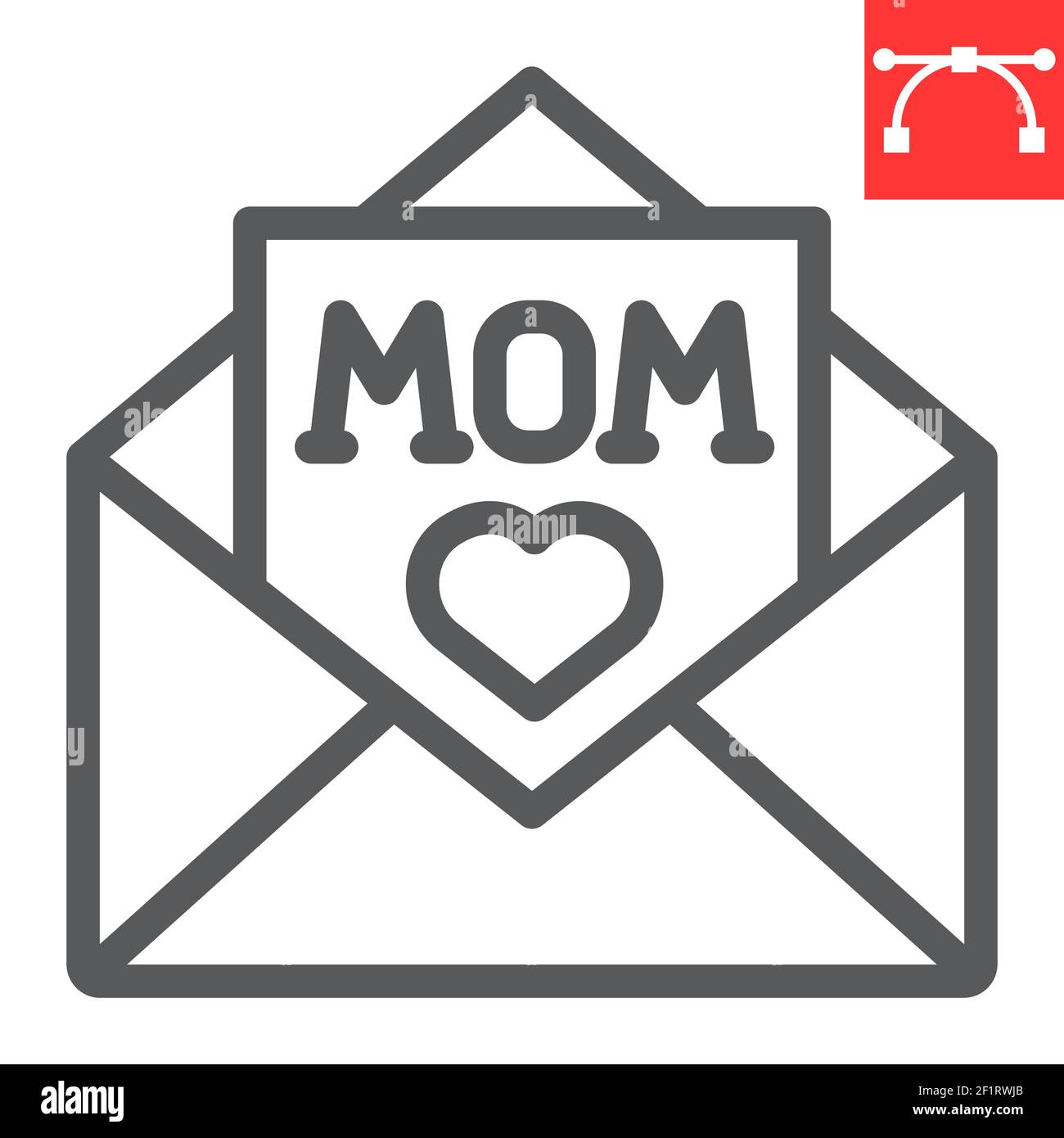 Letter for mom line icon, envelope and heart, letter for mother vector ...