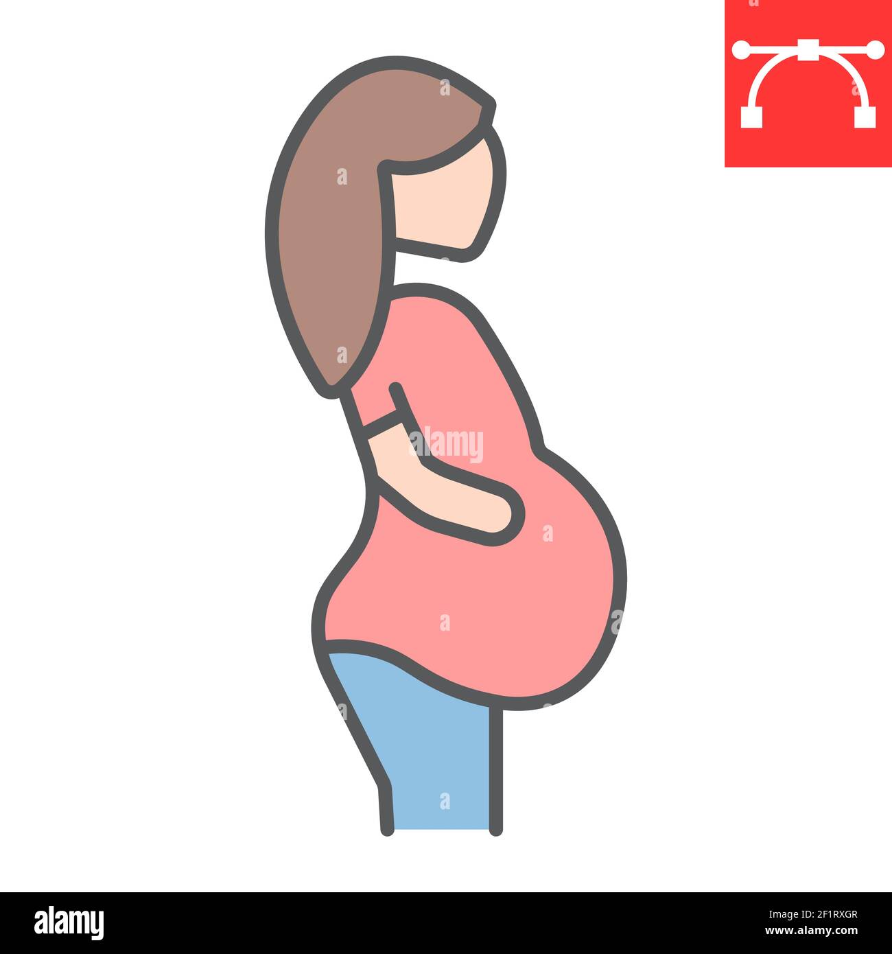 Pregnant woman color line icon, pregnancy and maternity, pregnant ...