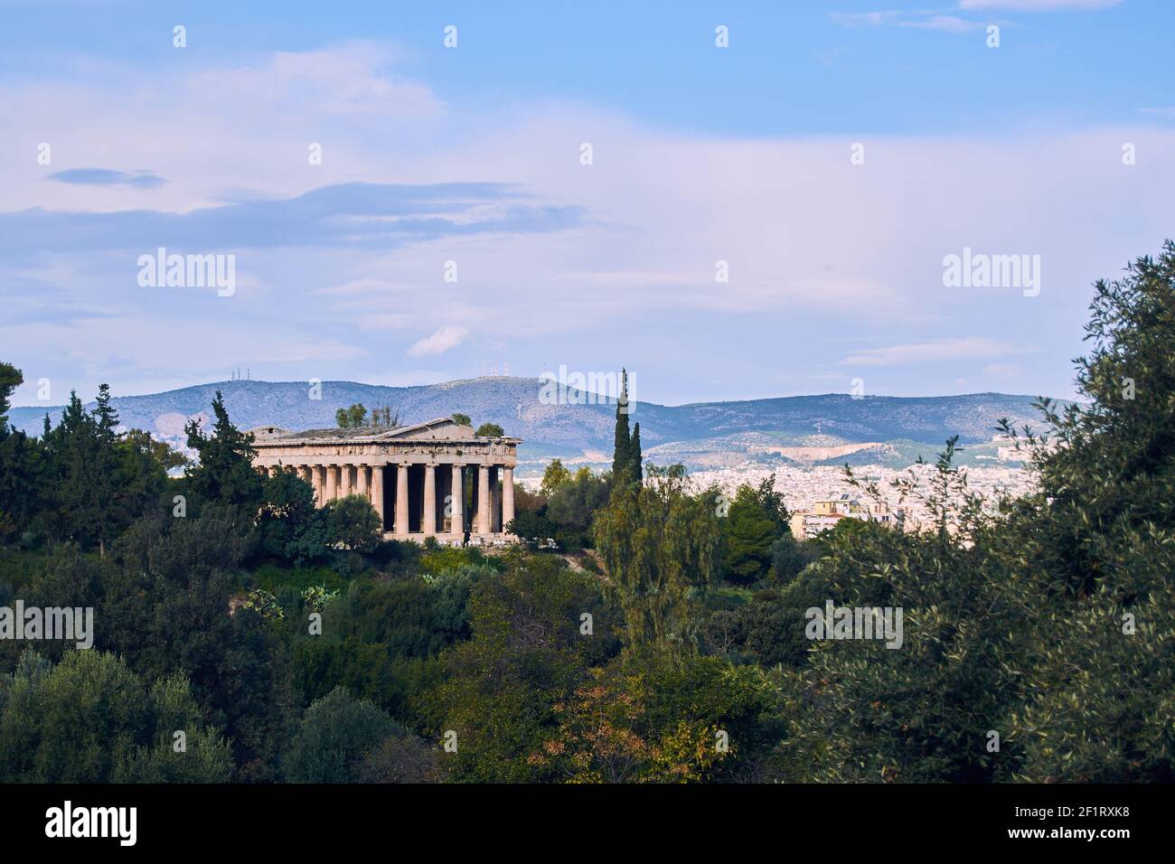 Athenian Temple in Greece surrounded by trees Stock Photo - Alamy