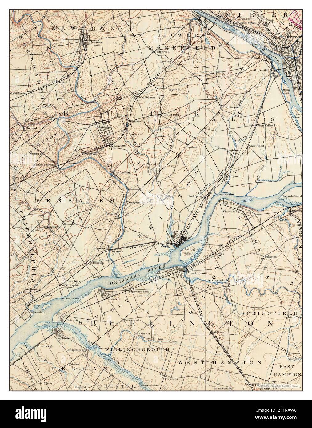 Burlington, Pennsylvania, map 1890, 1:62500, United States of America ...
