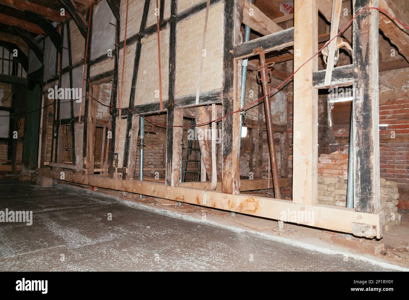 Old German Vierständerhaus timber framing being renovated in East ...