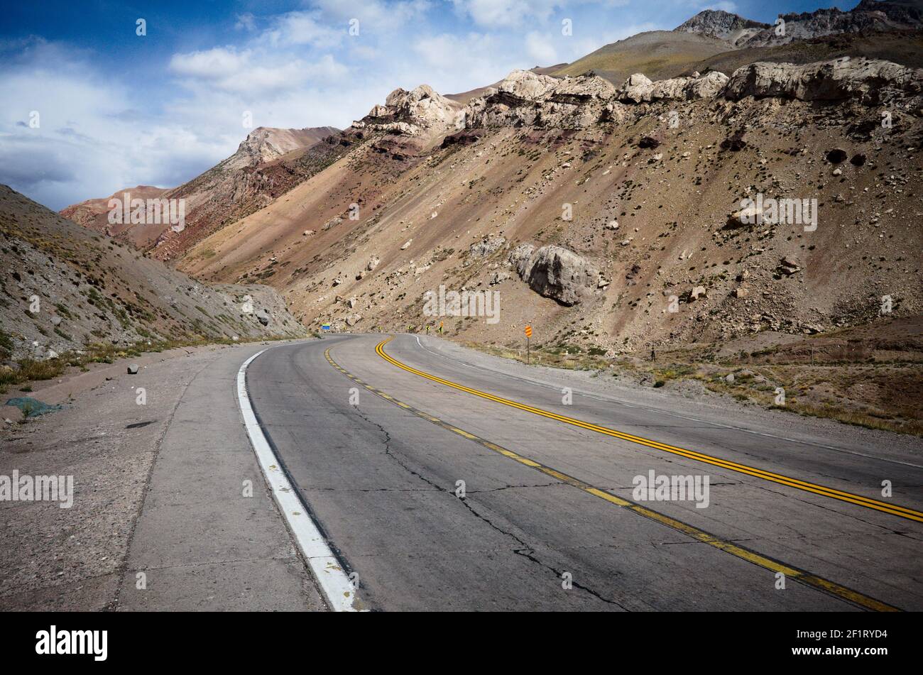 Mountain highway road in mountains . Andes mountains landscape with ...