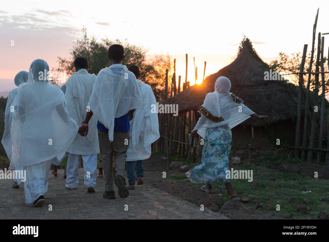 Pilgrims visiting The Church of Saint George during Gena, Ethiopian ...