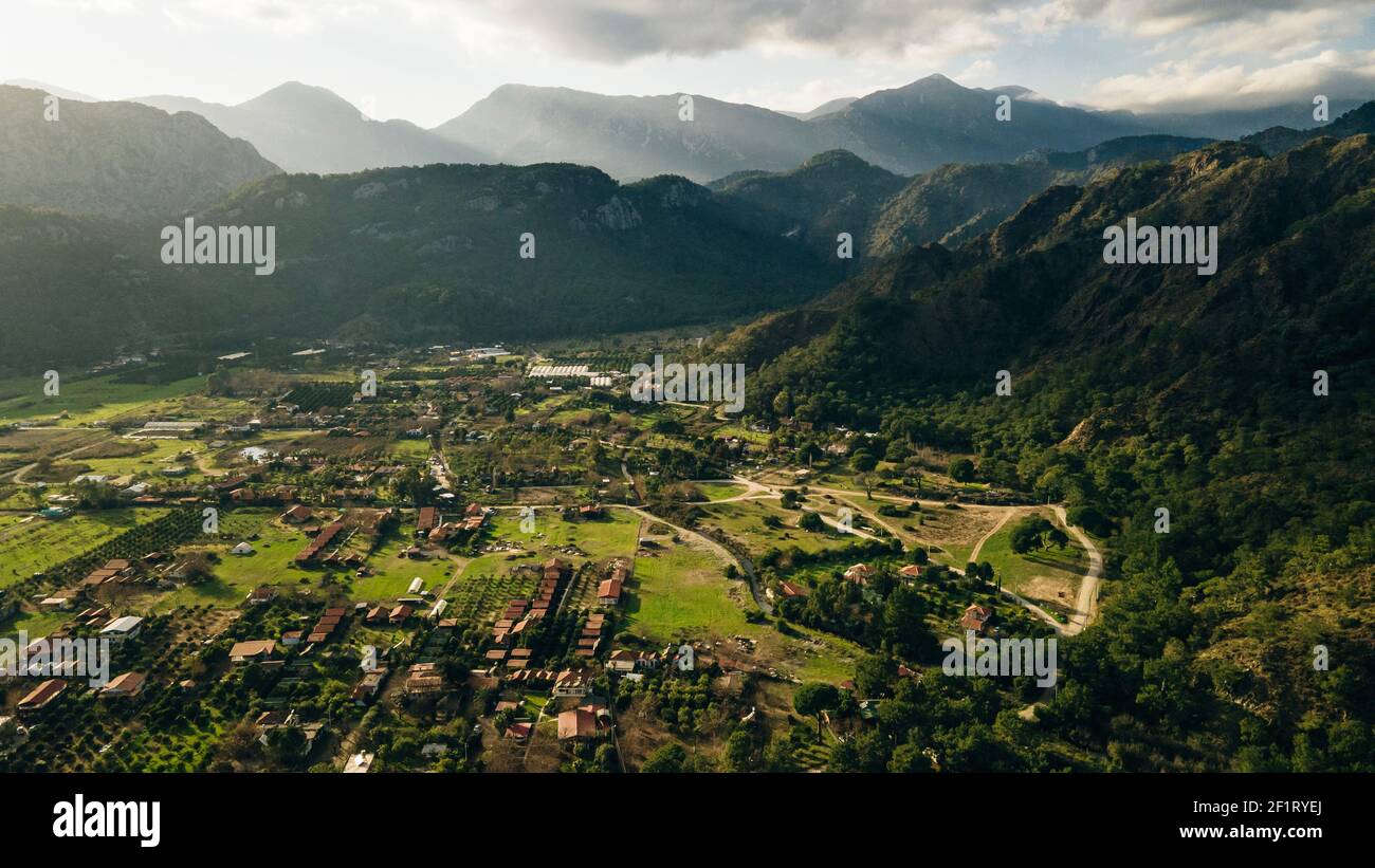 CHIRALI, TURKEY: aerial view Sunny beach resort in Turkey with stunning ...