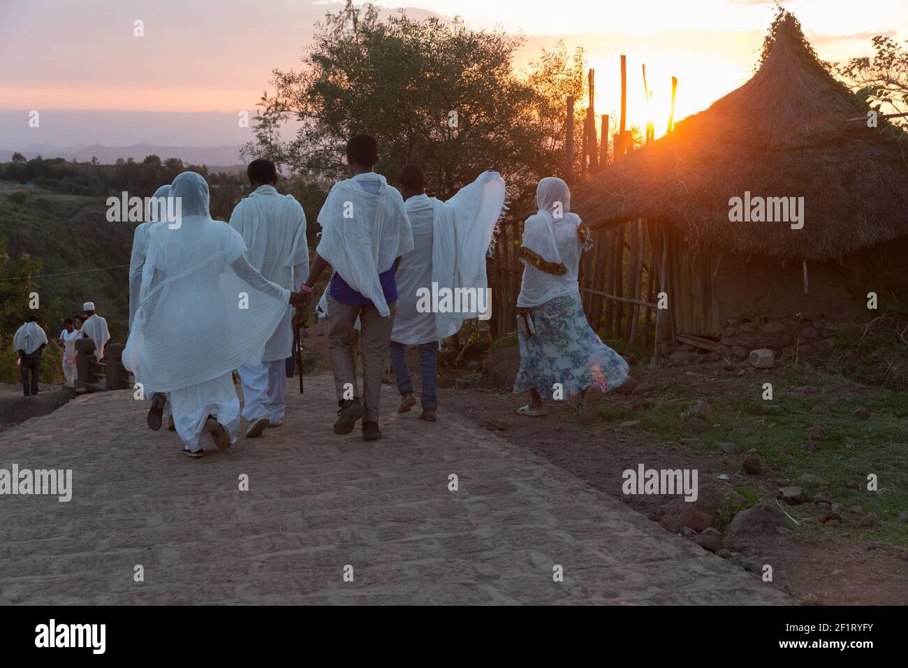 Pilgrims visiting The Church of Saint George during Gena, Ethiopian ...