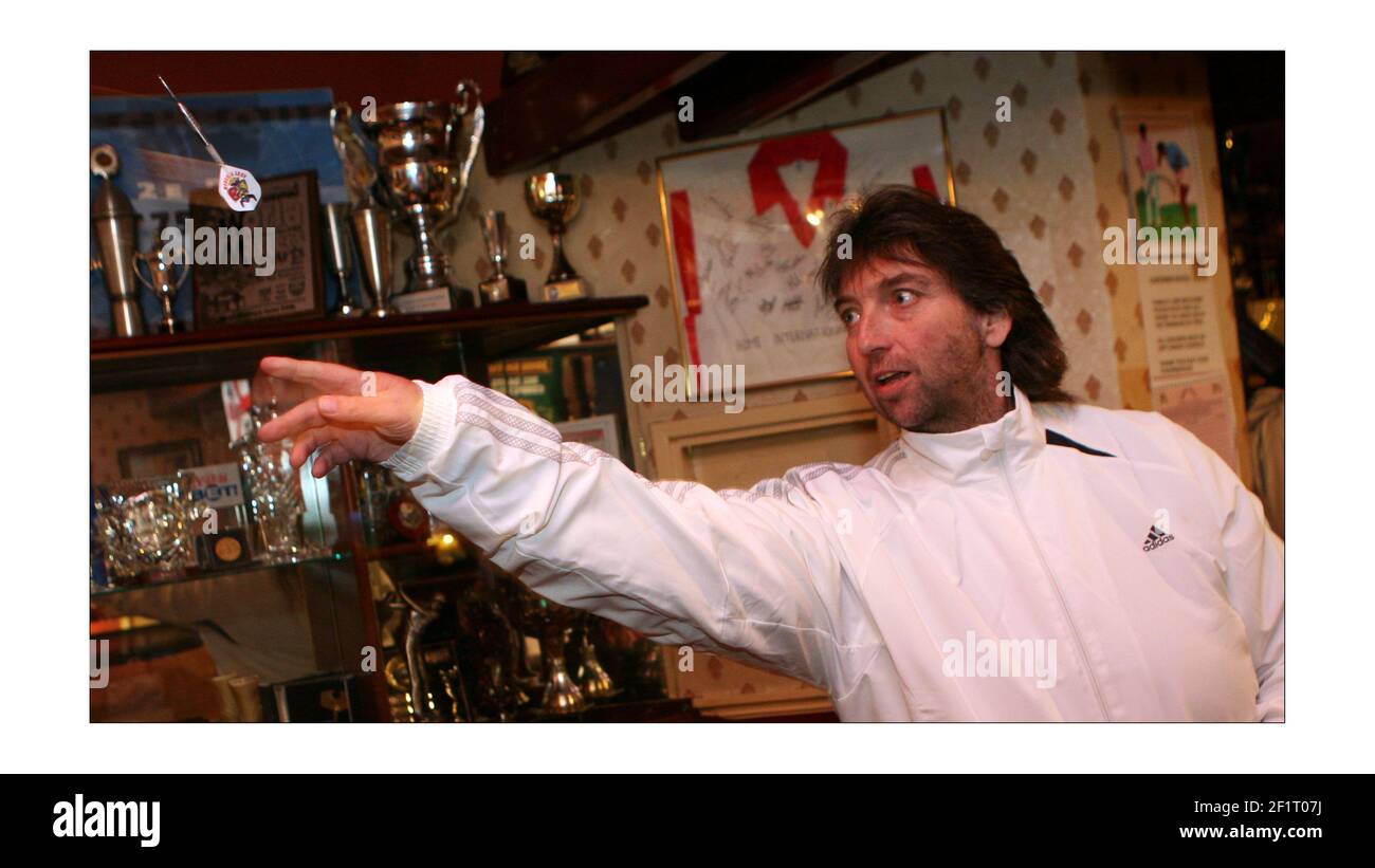 Andy Fordham behind the bar and playing darts in The Cutty Sark in ...