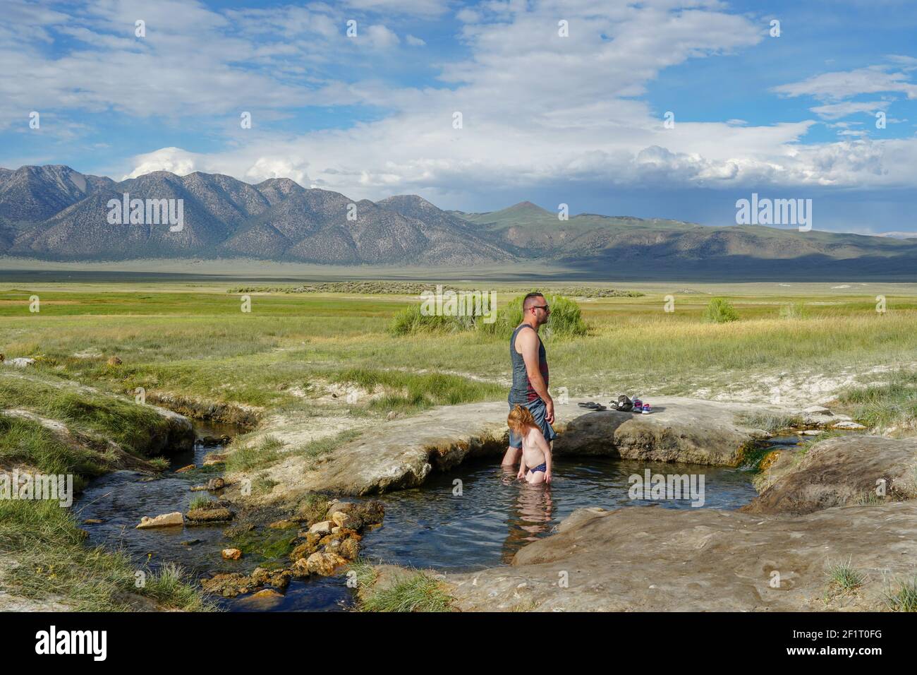 Families and kids enjoying Wild Willy's Hot Spring in Long Valley ...