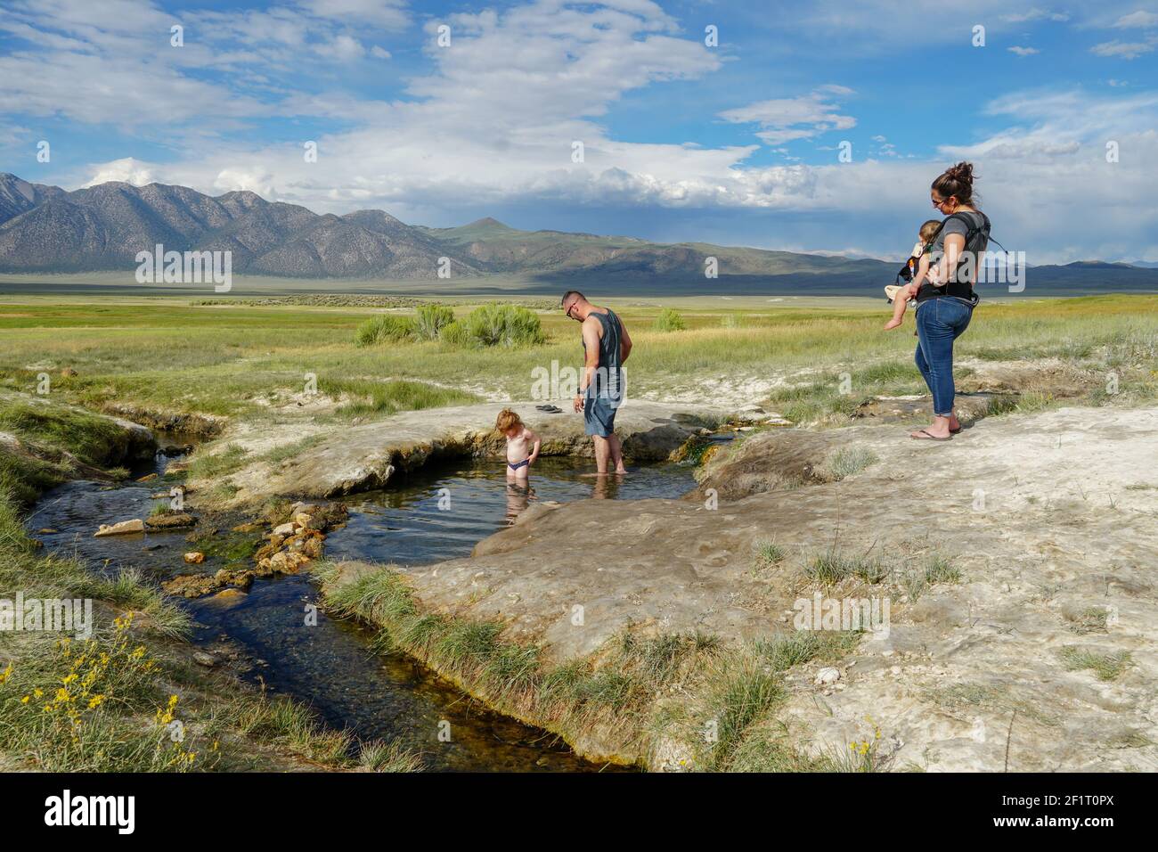 Families and kids enjoying Wild Willy's Hot Spring in Long Valley ...