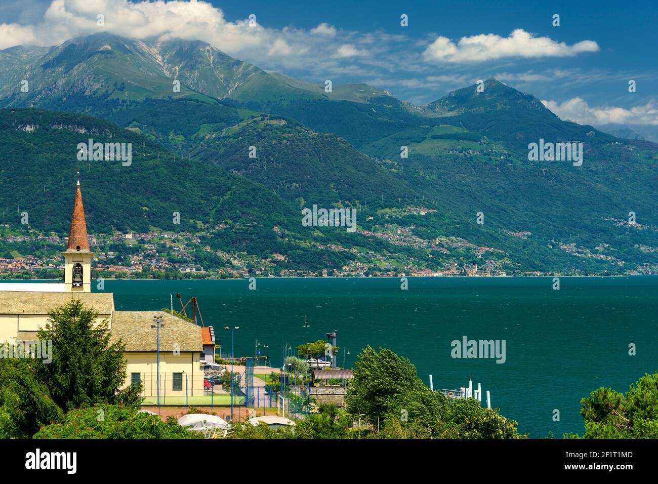 The lake of Como, or Lario, at Dongo, Lombardy, Italy, in summertime ...