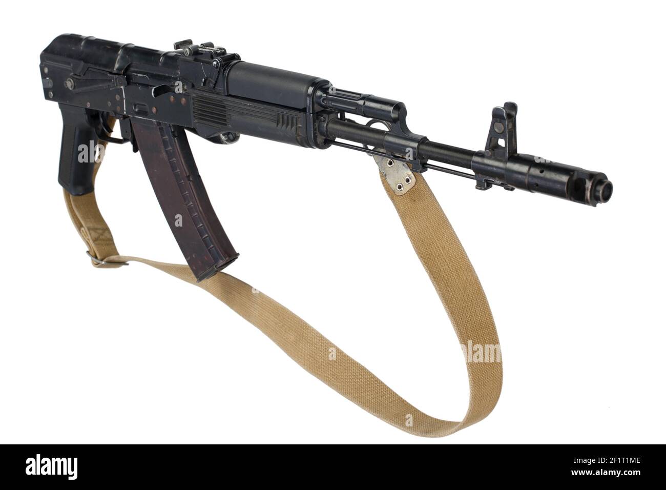 modern kalashnikov AK 74M assault rifle with folded stock isolated on ...