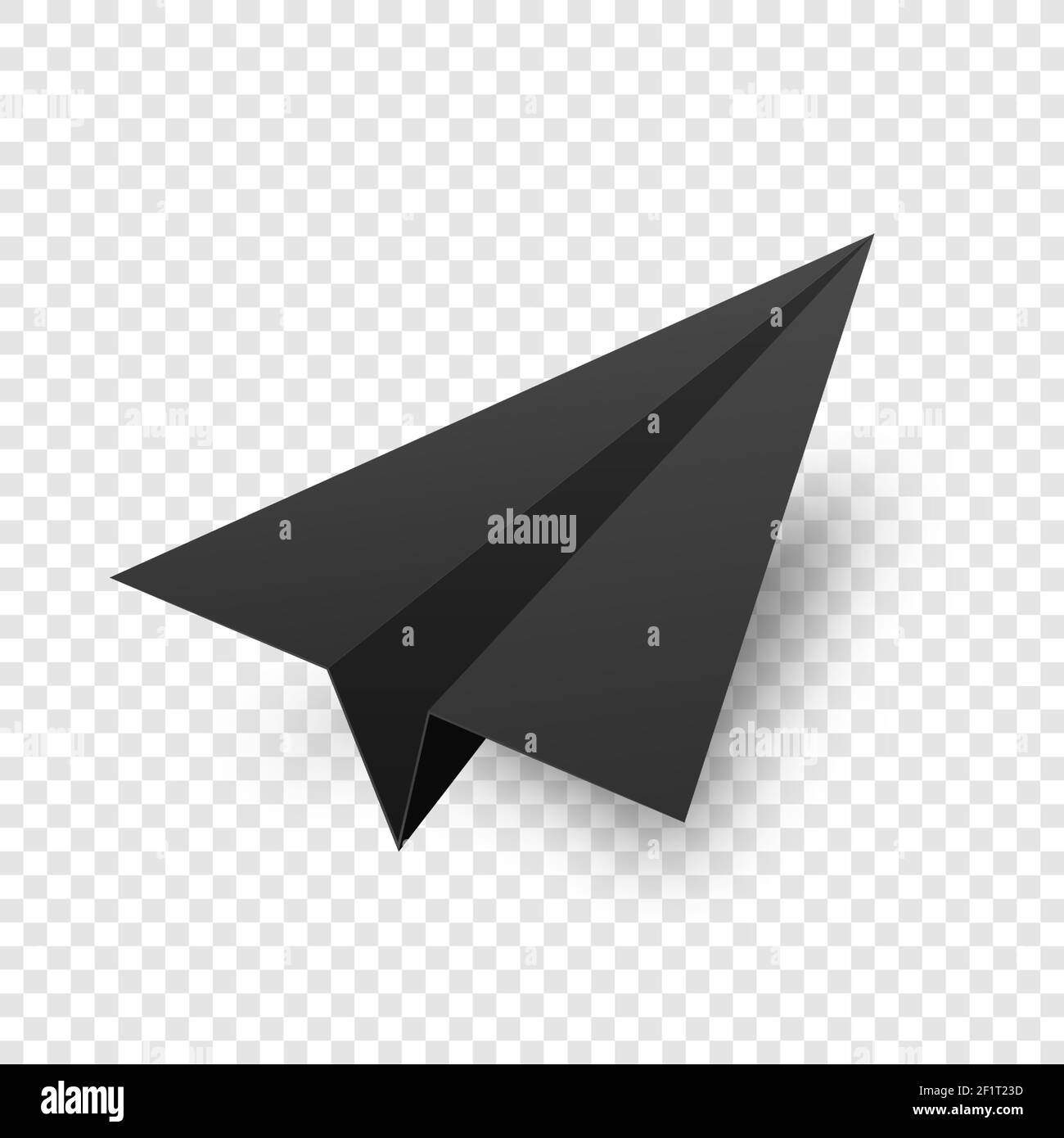 Realistic black handmade paper plane isolated on transparent background ...