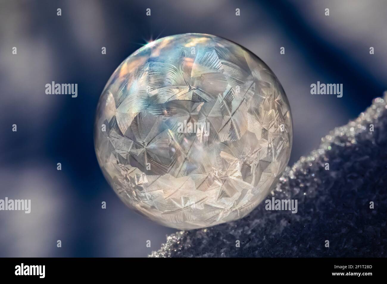 Bubbles, created in winter by the photographer, rapidly form ice ...