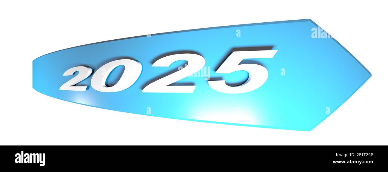2025 blue arrow on white background - 3D rendering illustration Stock ...