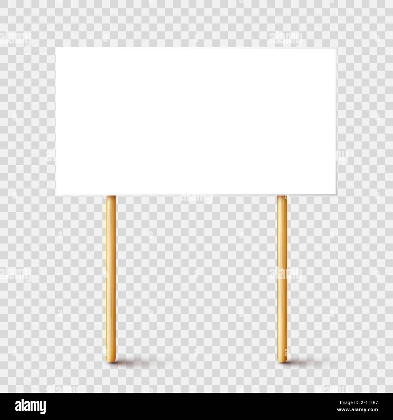 Blank protest sign with wooden holder. Realistic vector demonstration ...
