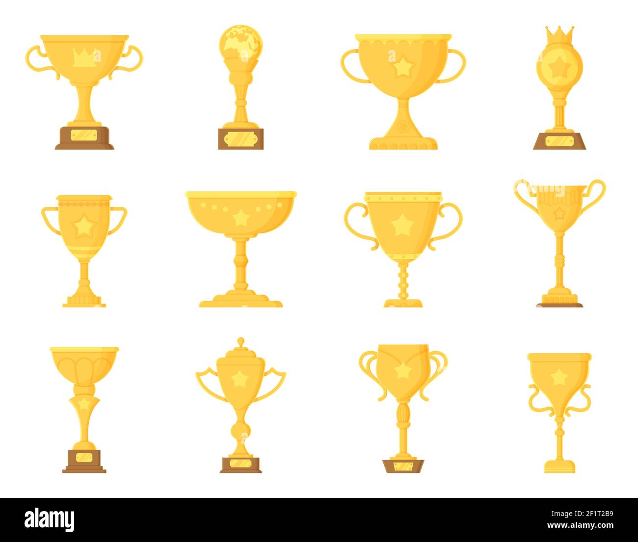 Sport winner trophy elements set. Golden prize. Championship cup ...