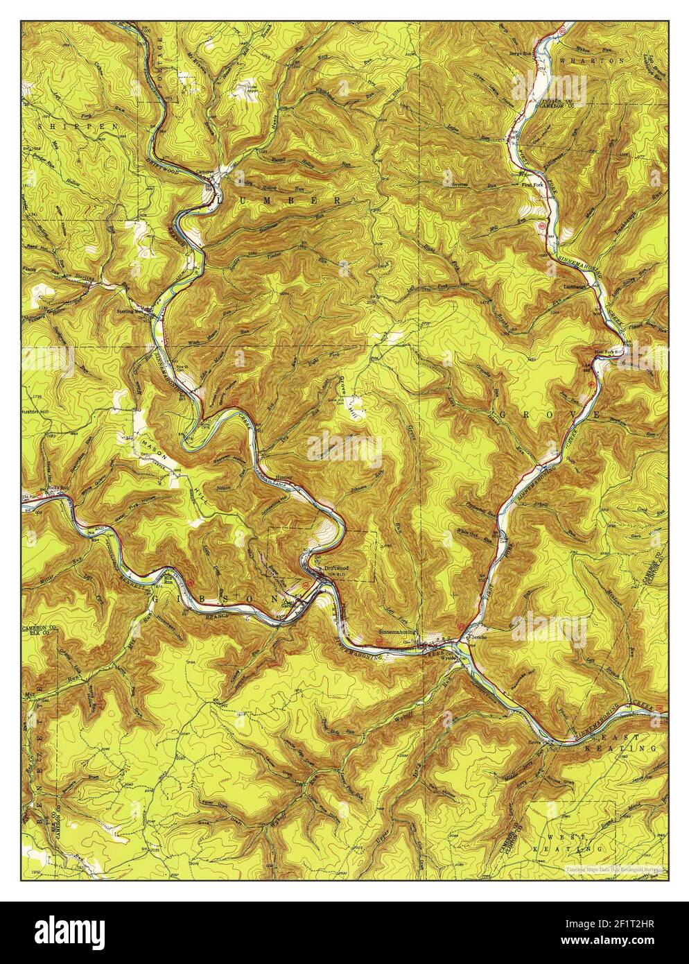 Driftwood, Pennsylvania, map 1945, 1:62500, United States of America by ...