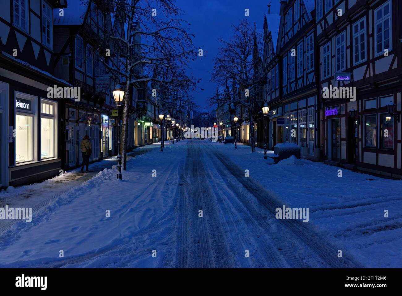Snowy Street in the Morning Stock Photo - Alamy