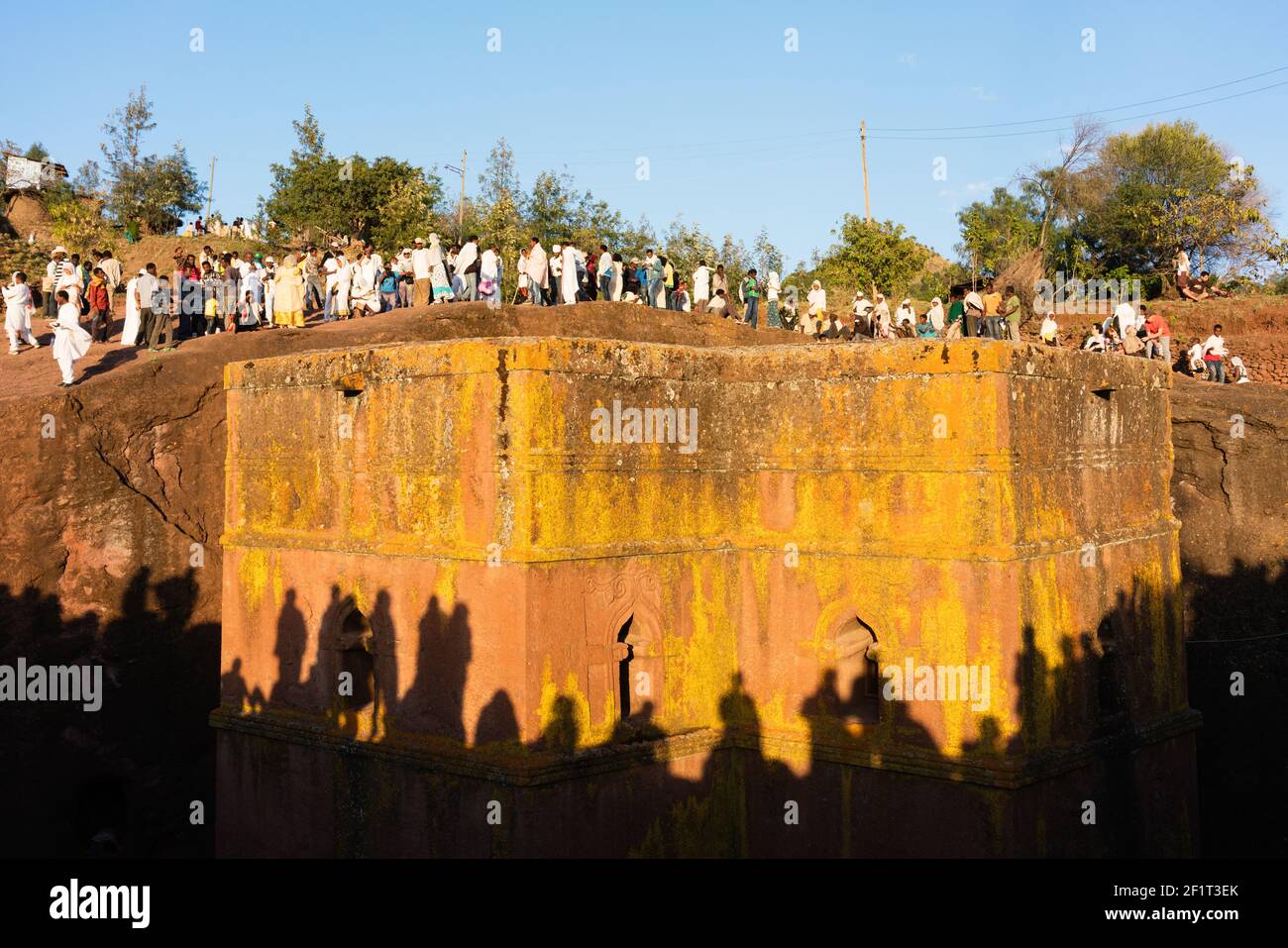 Pilgrims surround The Church of Saint George during Gena or Ethiopian ...