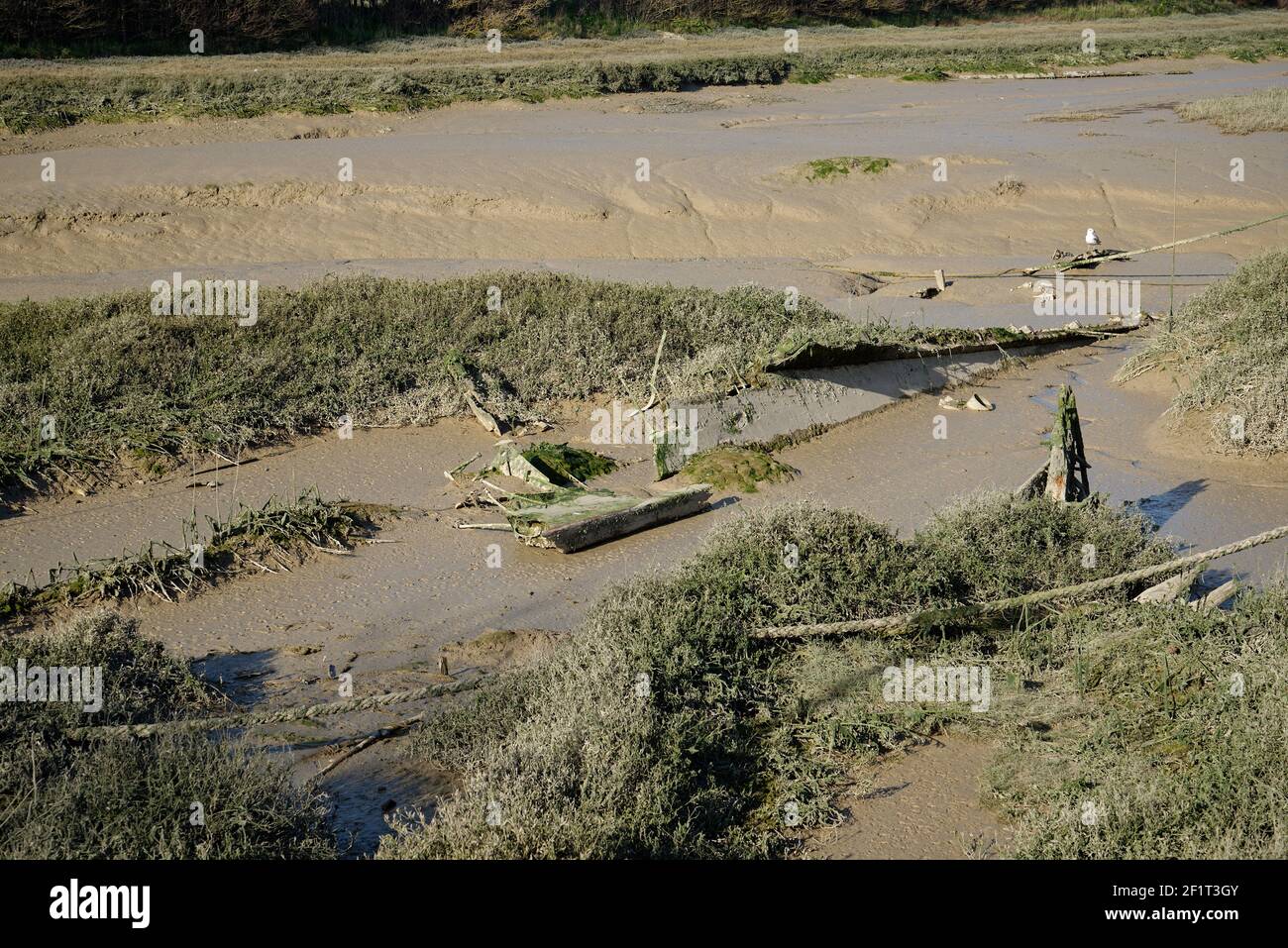 Mud and historical heritage on a river mud flat Stock Photo - Alamy